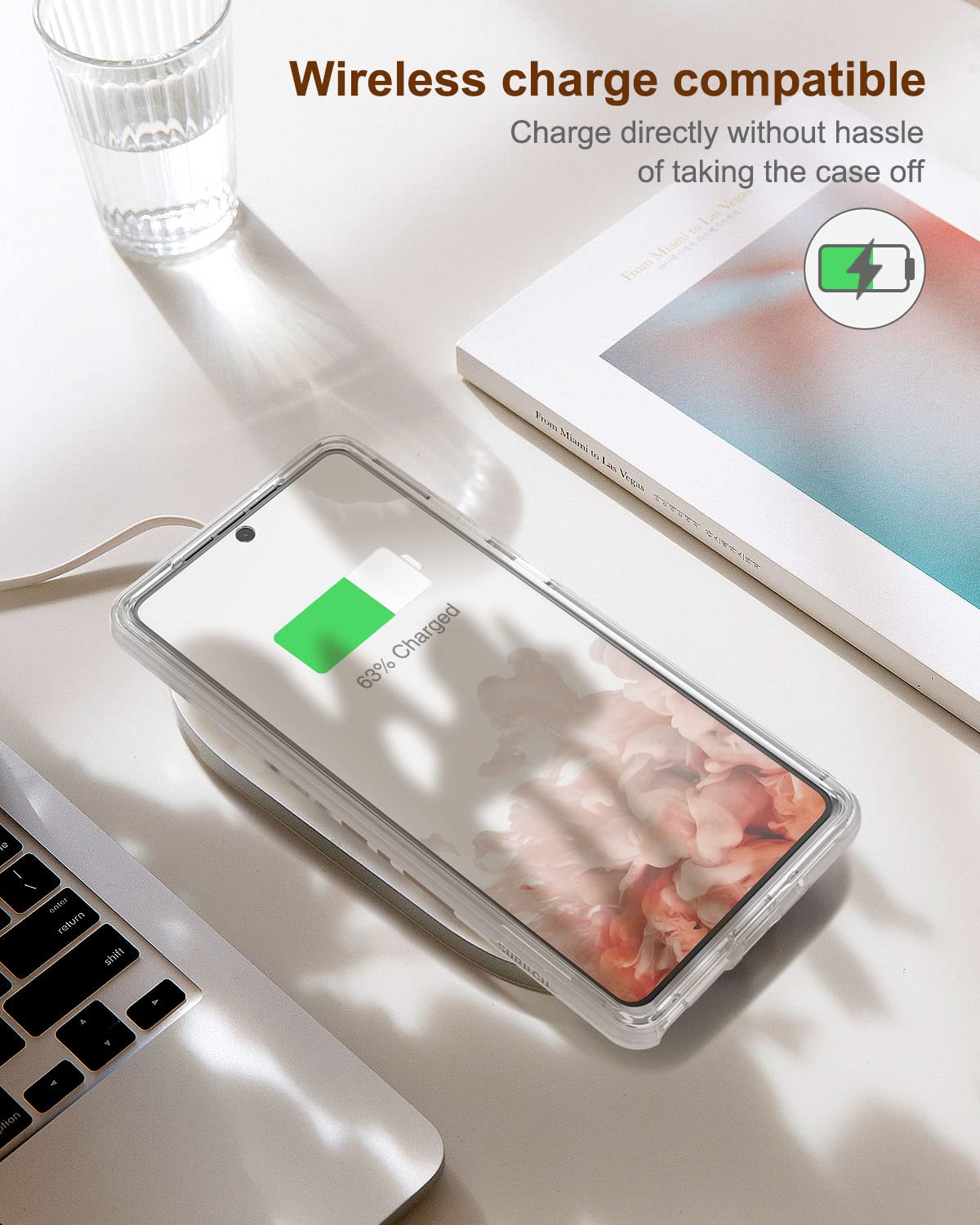 SURITCH Phone Case for Samsung Galaxy Note 20 Case, Front Cover with Built-in Screen Protector Full-Body Protection Shockproof TPU Bumper Protective Case for Man Women Cute, White Marble