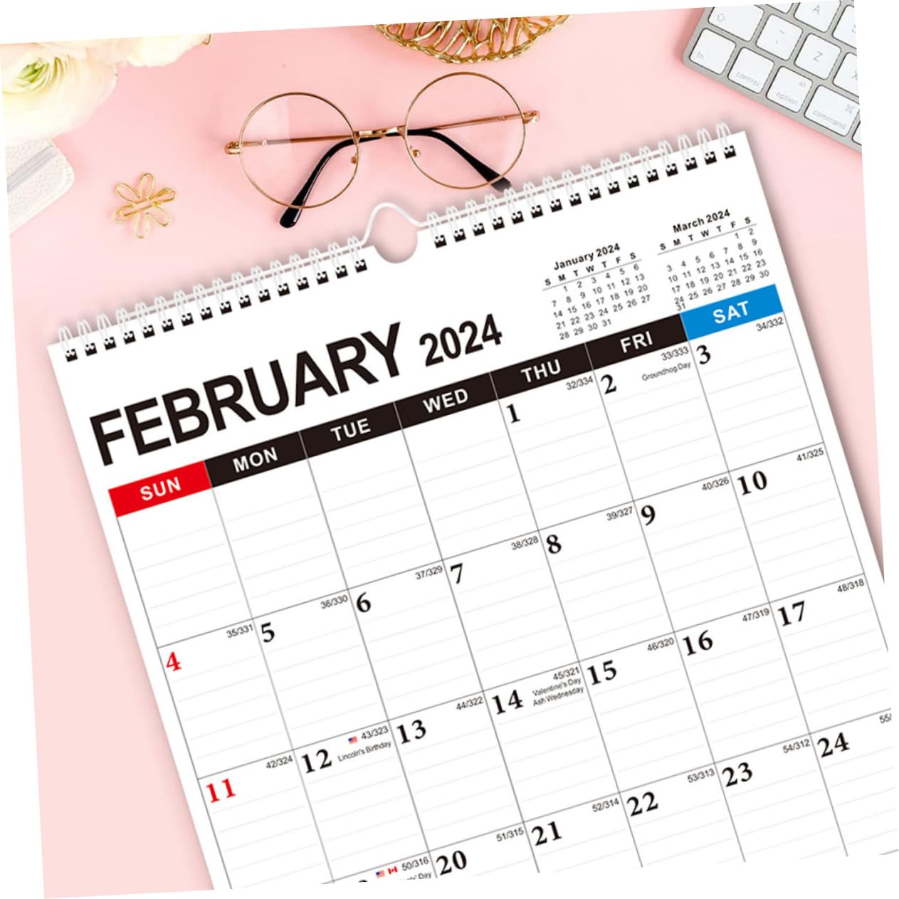 STOBOK Calendar wall s appointment hanging 2024-2025 monthly countdown daily use planning s office small wall Dating Paper simple style Wall Wall Calendar