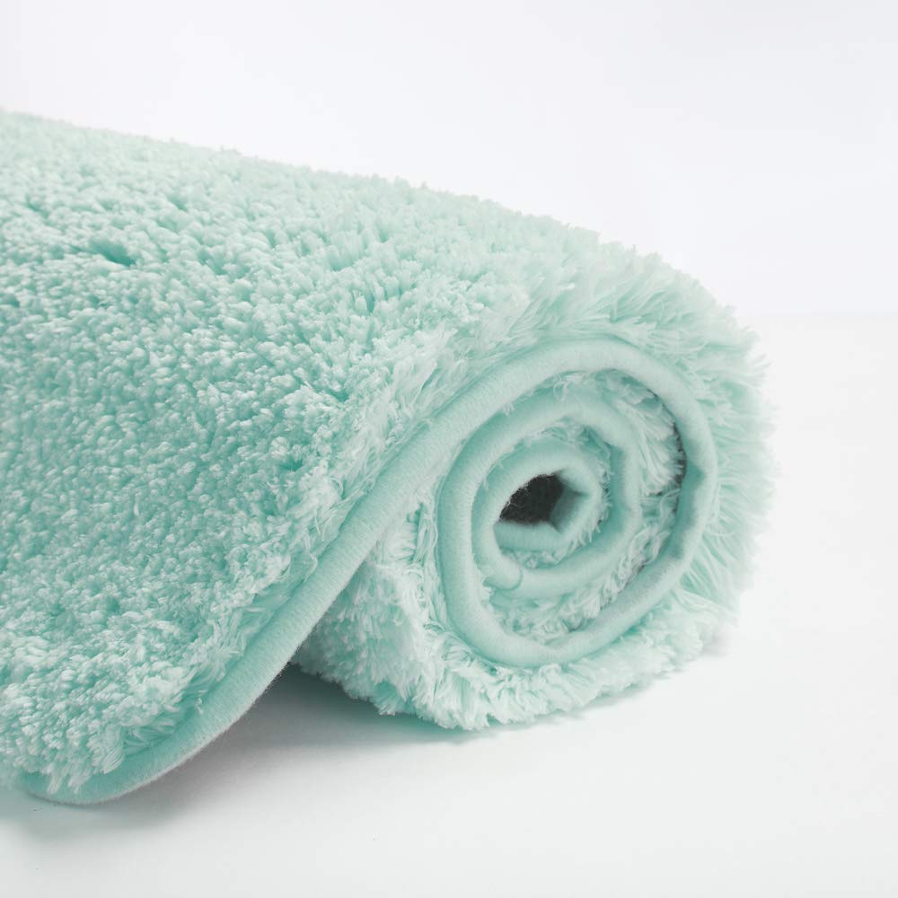 Suchtale Bathroom Rug Non Slip Bath Mat for Bathroom Water Absorbent Soft Microfiber Shaggy Bathroom Mat Machine Washable Bath Rug for Bathroom Thick Plush Rugs for Shower (16 x 24 Peach)