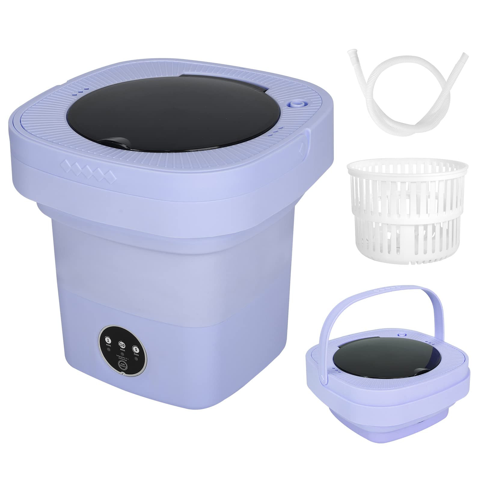 Portable Washing Machine and Dryer Combo, 6.5L Mini Folding Washing Machine Portable with Disinfection Function, Small Portable Washer and Dryer Combo for Apartments, Dorm, Camping, RV, Travel Laundry