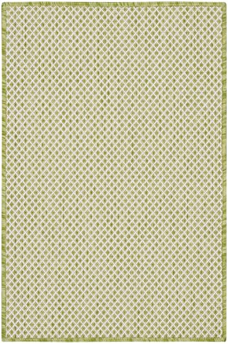 Nourison Courtyard Indoor/Outdoor Ivory Green 2' x 3' Area Rug, Geometric, Easy Cleaning, Non Shedding, Bed Room, Living Room, Dining Room, Deck, Patio, Backyard (2x3)