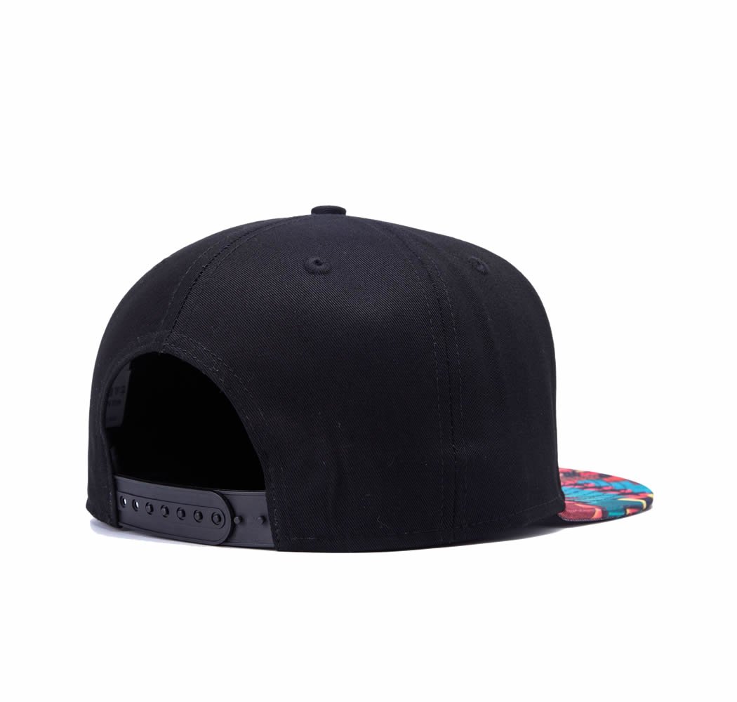 Quanhaigou Fashion Wavy Grain Print Cotton Adjustable Snapback Hats Unisex Hip-Hop Flat Bill Baseball Cap
