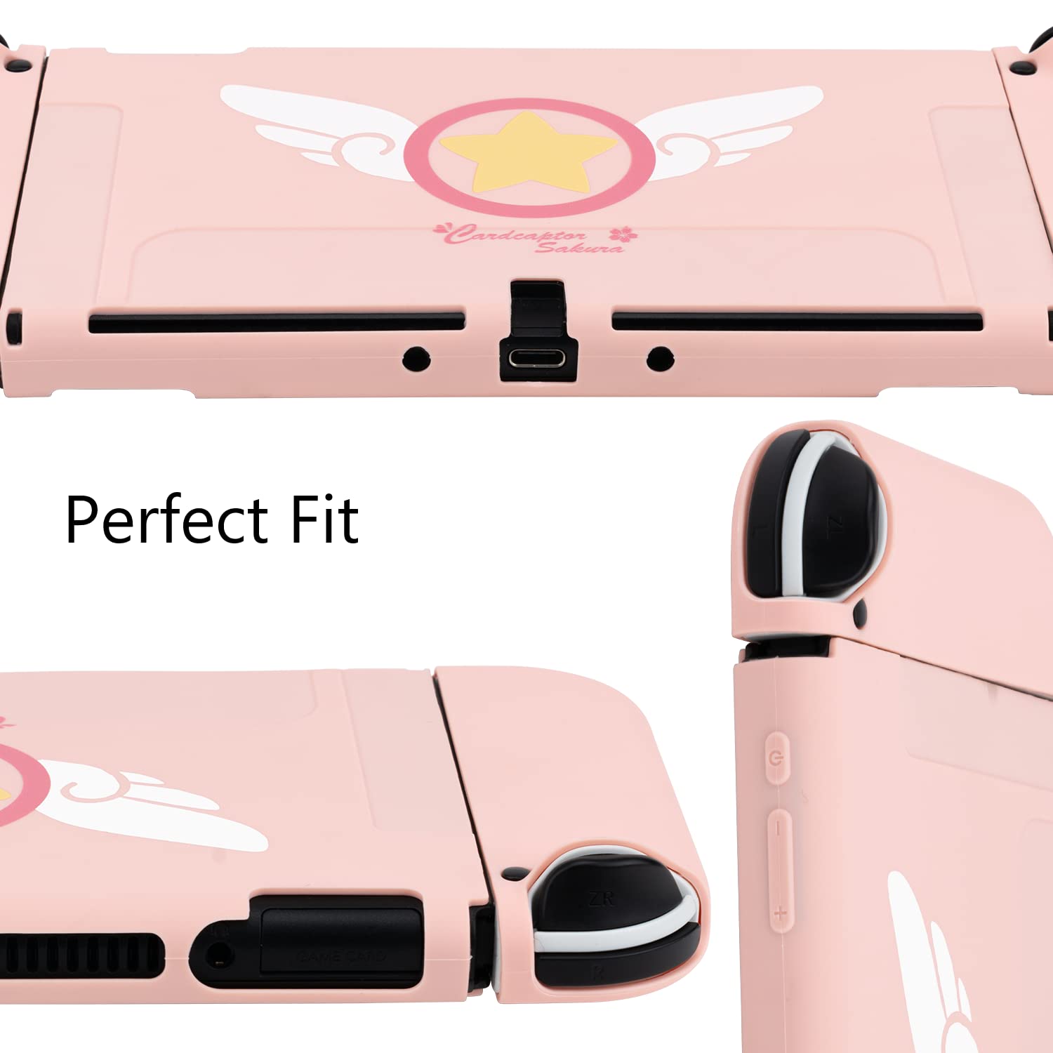 YOCORE Cute Protective Case Compatible with Nintendo Switch OLED Model 2022, Soft TPU DIY Replacement Shell with Shock-Absorption and Anti-Scratch - Cardcaptor Sakura