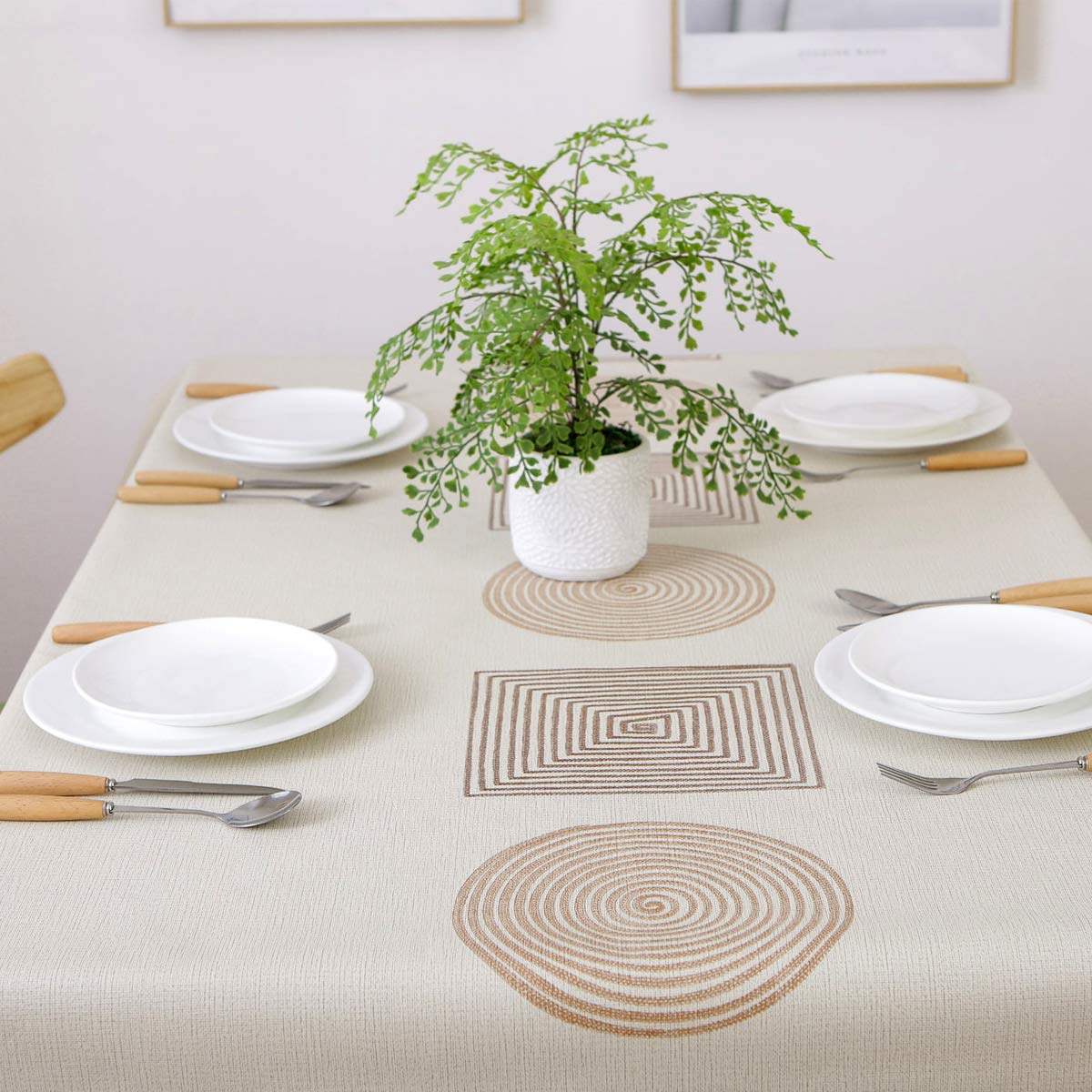 TruDelve Heavy Duty Vinyl Table Cloth Plastic Table Cloth for Kitchen Dining Table Wipeable PVC Waterproof Tablecloth for Rectangle Table(54"x84",Geometry)