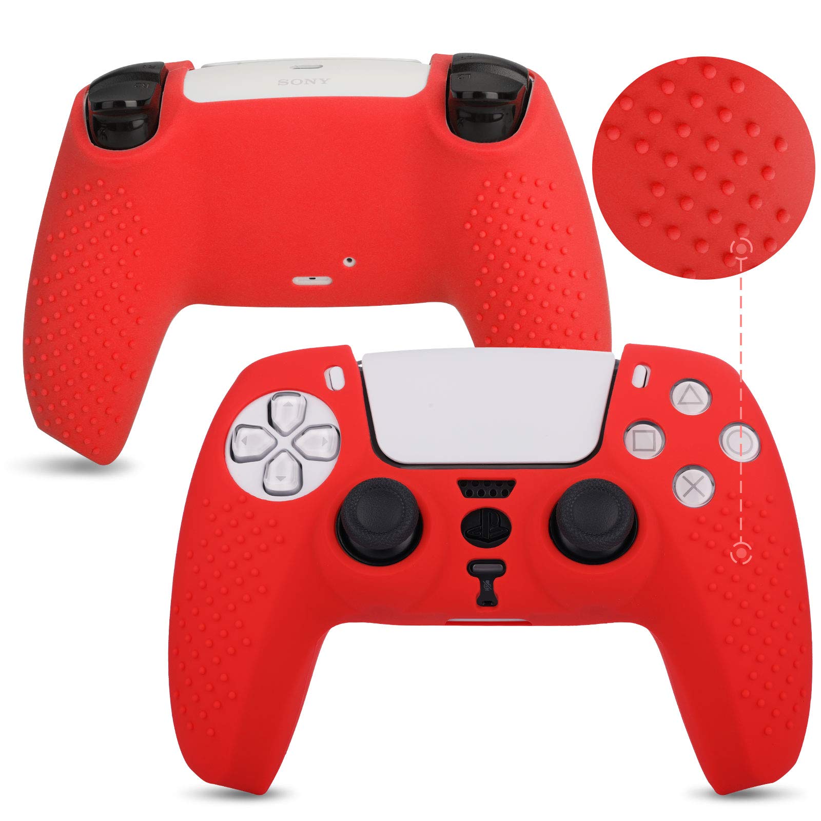 TOMSIN Silicone Skin Cover Cases with 4 FPS Thumb Grips for PS5 Controller (4Pcs)