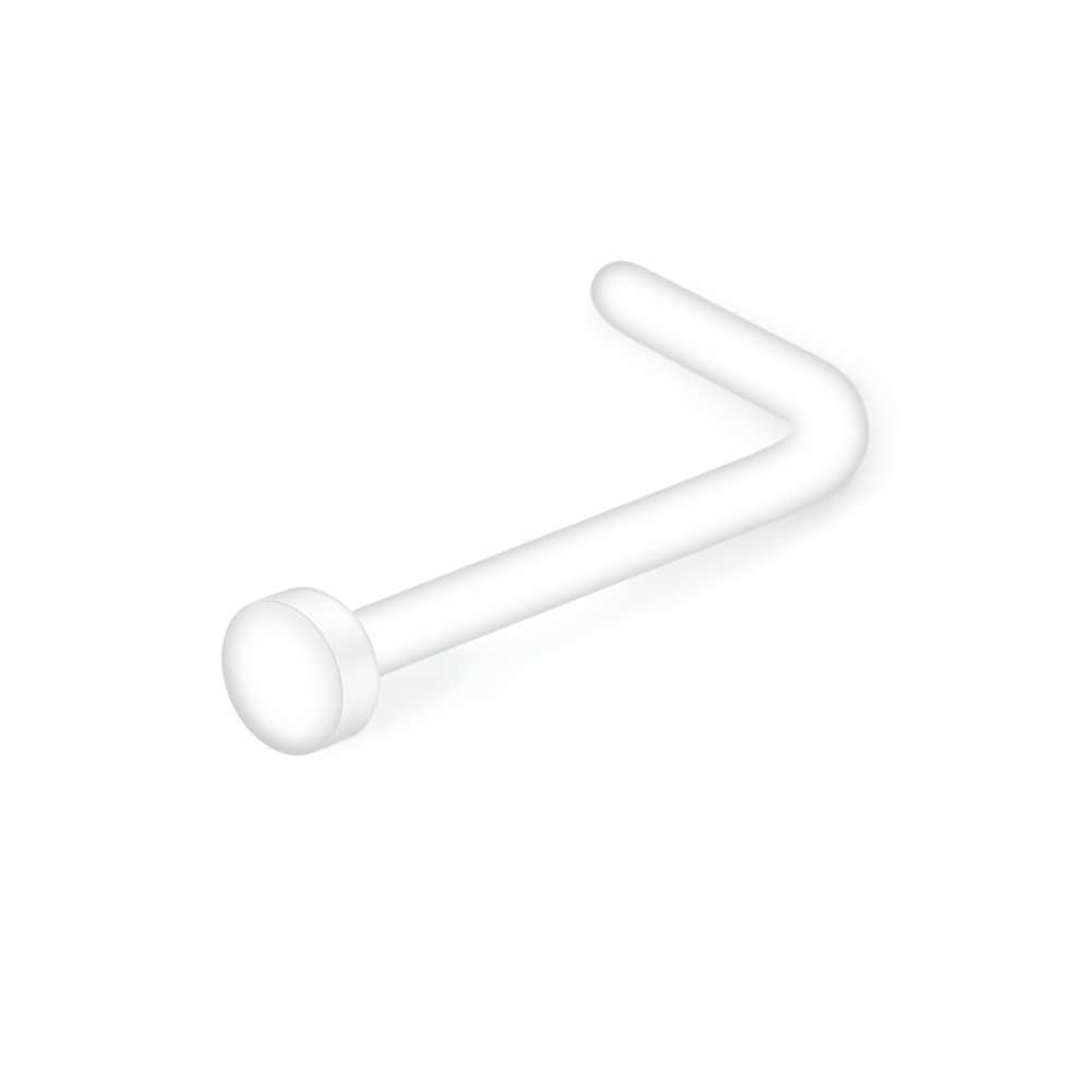 Ruifan 20G Clear Bioflex L Shaped Nose Ring Stud Retainer Body Jewelry Piercing Top Flat 2mm 20PCS