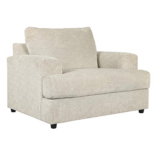 Signature Design by Ashley Soletren Contemporary Chenille Chair and a Half, Off-White