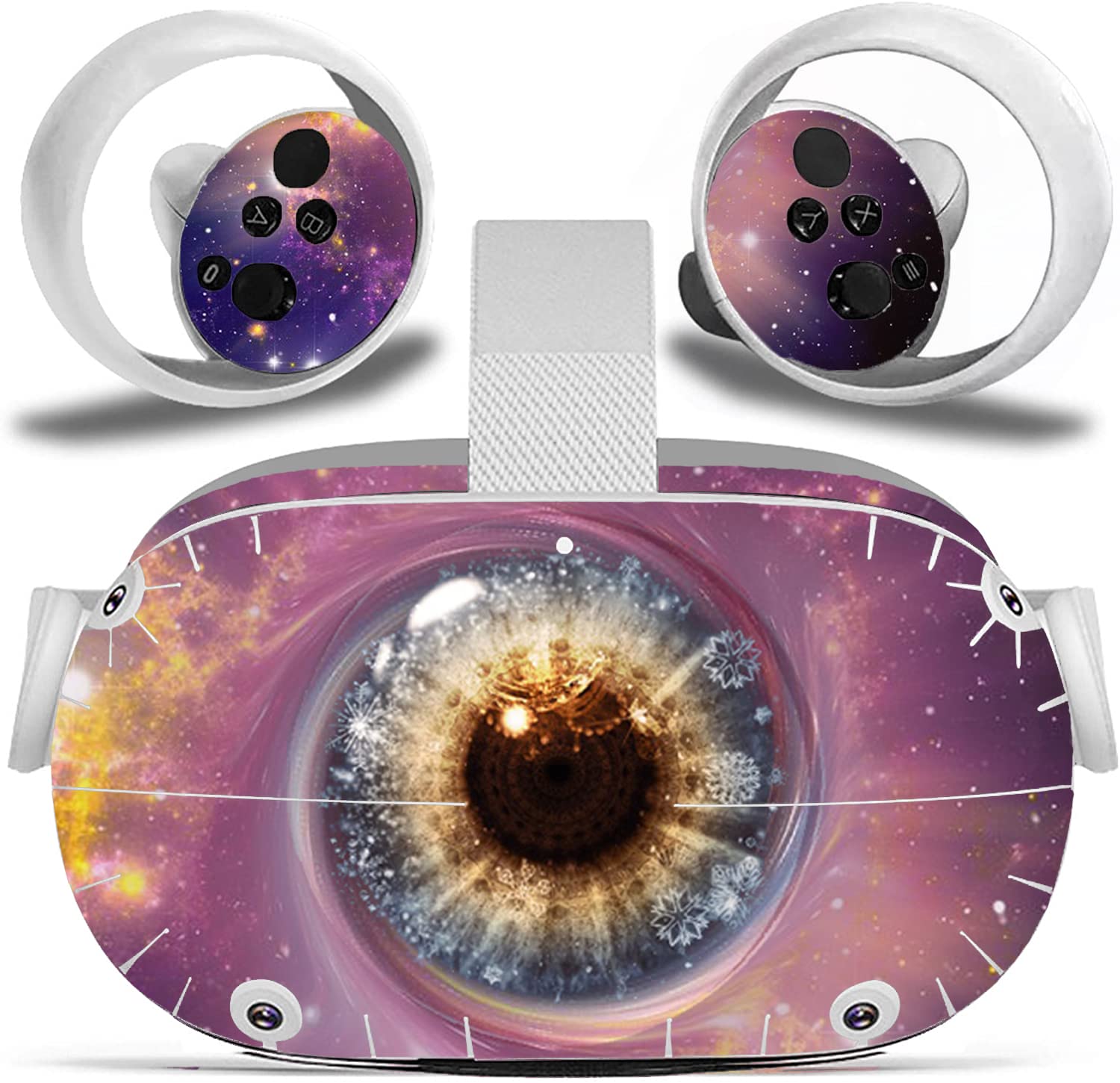 VR Oculus Quest 2 Stickers Skin for Headset and Controllers Vinyl Decal Skin，Durable, Scratch Resistant, Bubble-Free, PC Virtual Reality Headsets Protective Accessories for Oculus Quest 2 (Galaxy Eye))