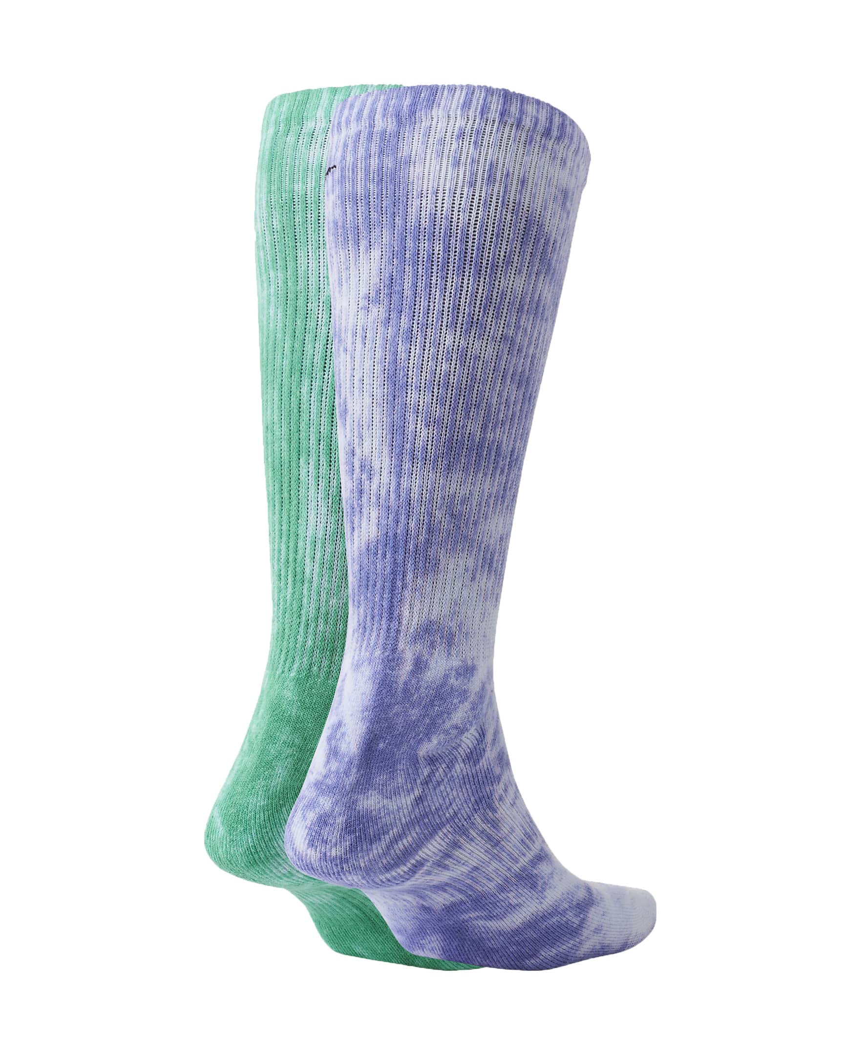 Tie Dye Nike Dri-Fit Crew Socks - Red Blue / Green Sapphire / Yellow Orange (Green/Saphire, Medium)…