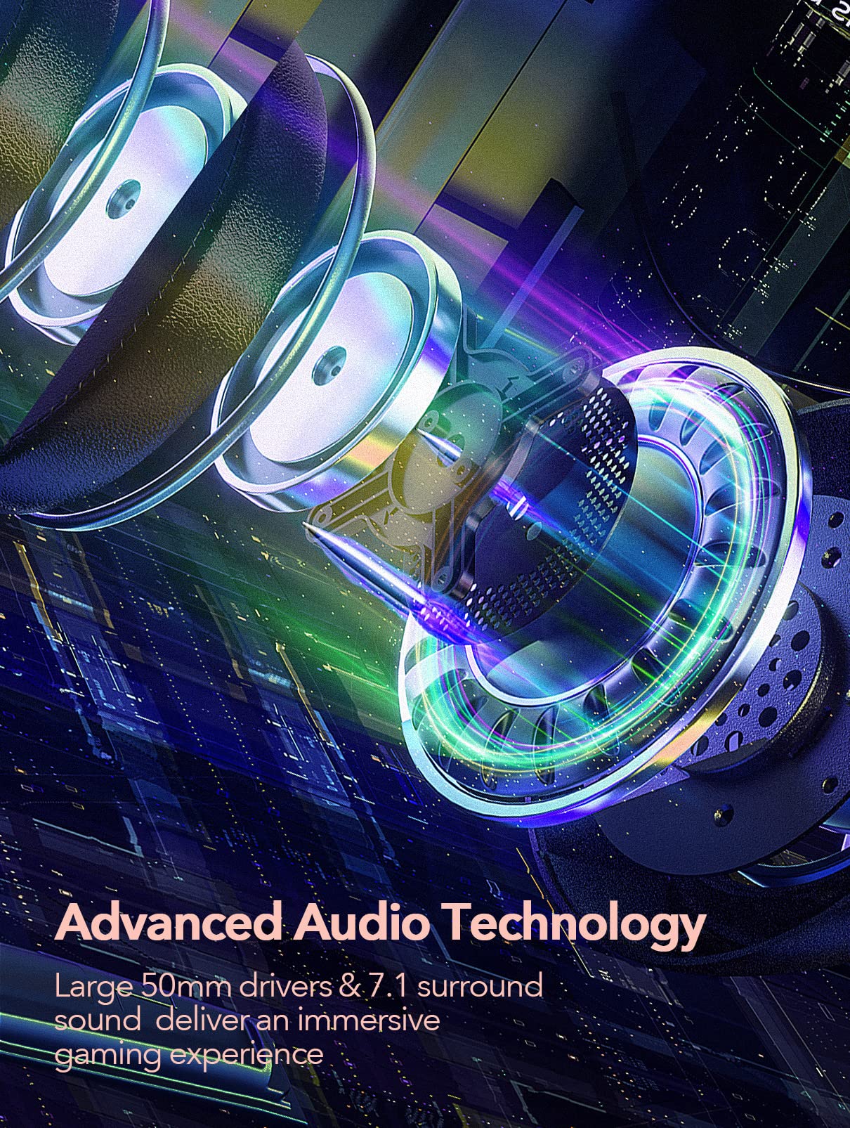 Wired Gaming Headset with Microphone for PC, 50mm Drivers, Inline Volume Control, Over Ear Gaming Headphones with LED, Noise Cancelling Kids Gaming Headsets for Laptop, Computer, PS5, PS4, Xbox One