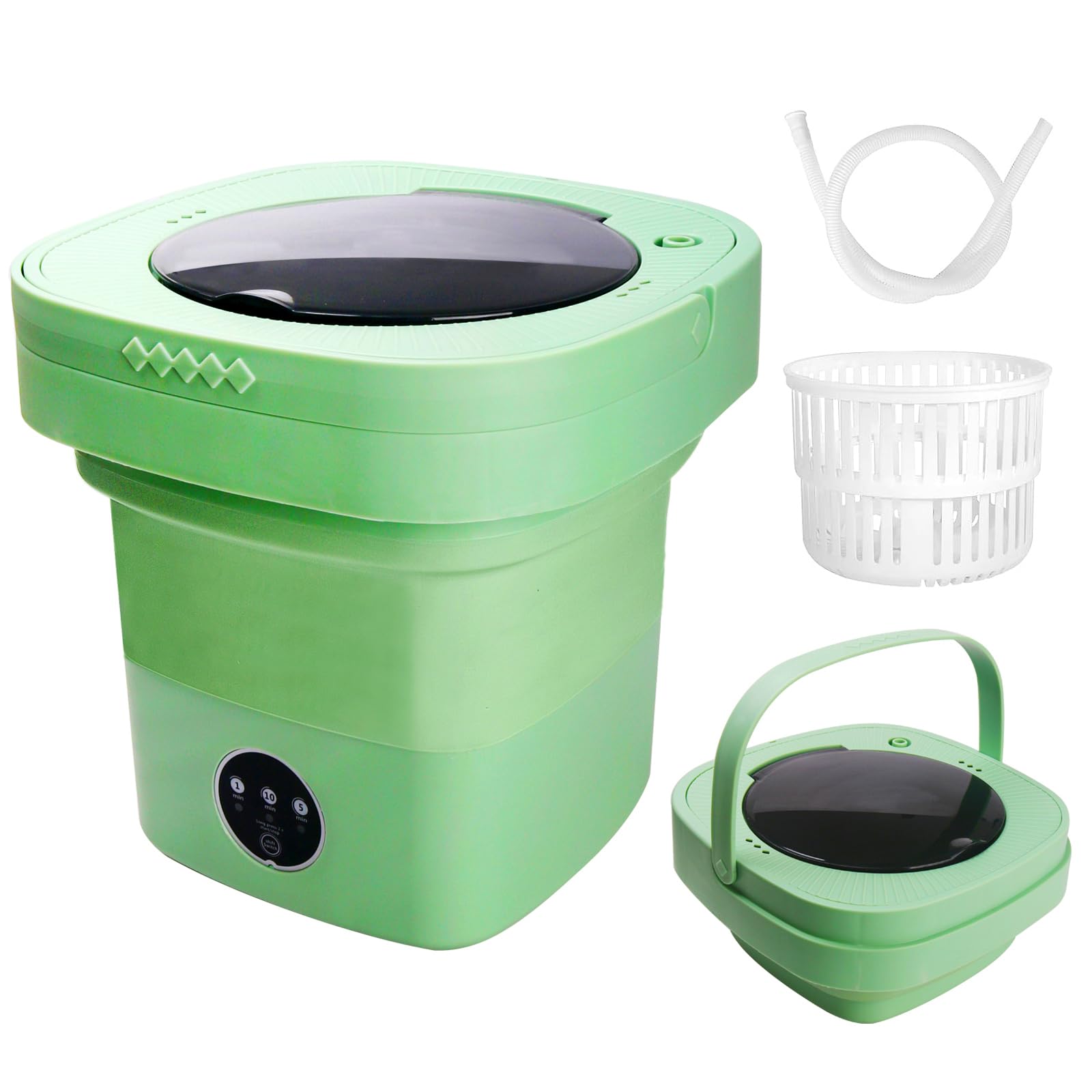 Portable Washing Machine, Foldable Mini Washing Machine, Small Washing Machine for Underwear, Baby Clothes, or Small Items, Suitable for Apartments, Dormitories, Camping, Travel (Green)