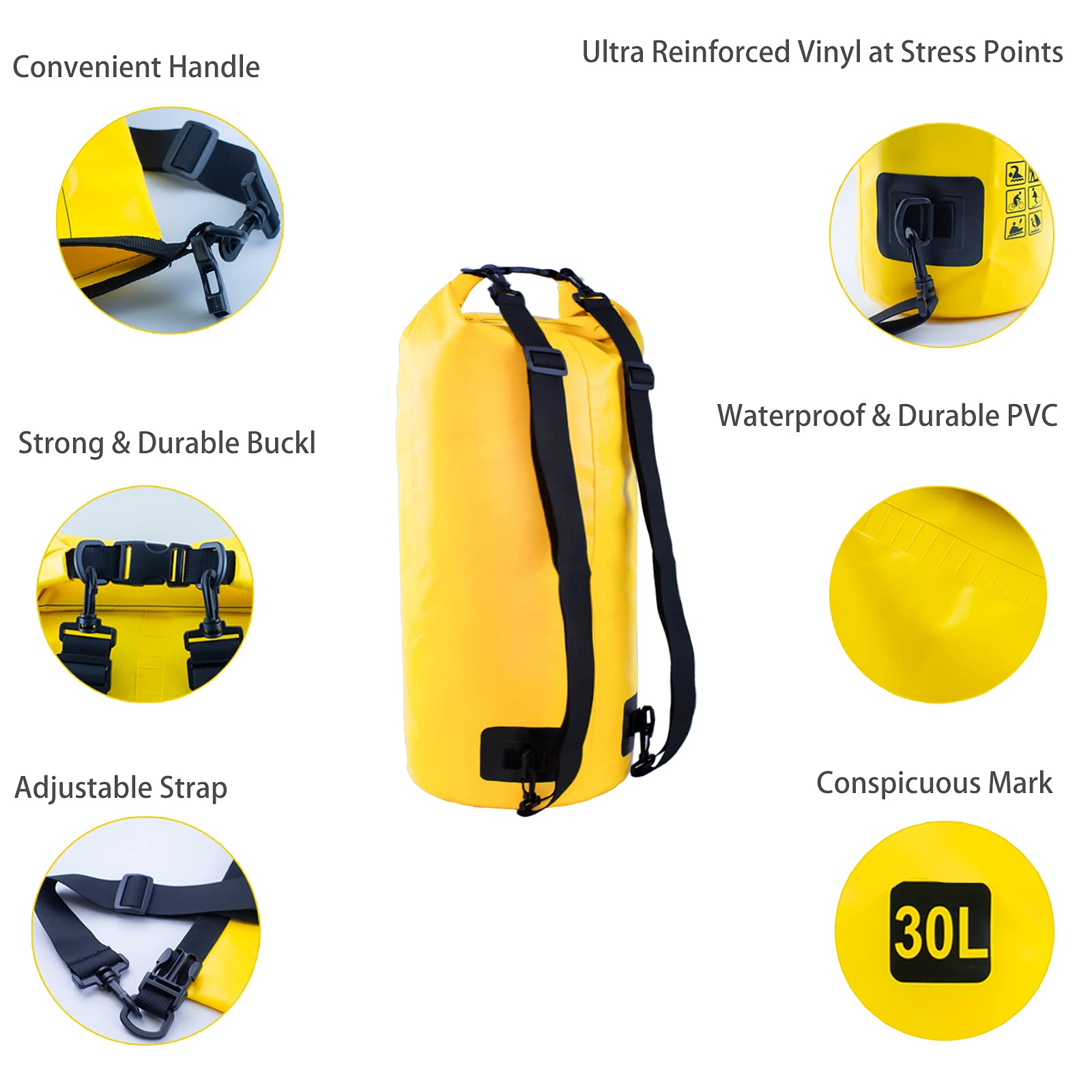 Waterproof bag,Dry Bags for Kayaking Waterproof,Dry Bag Backpack with Waterproof Phone Case,for Kayaking,Boating,Beach,Rafting,Swimming,Hiking(Yellow)