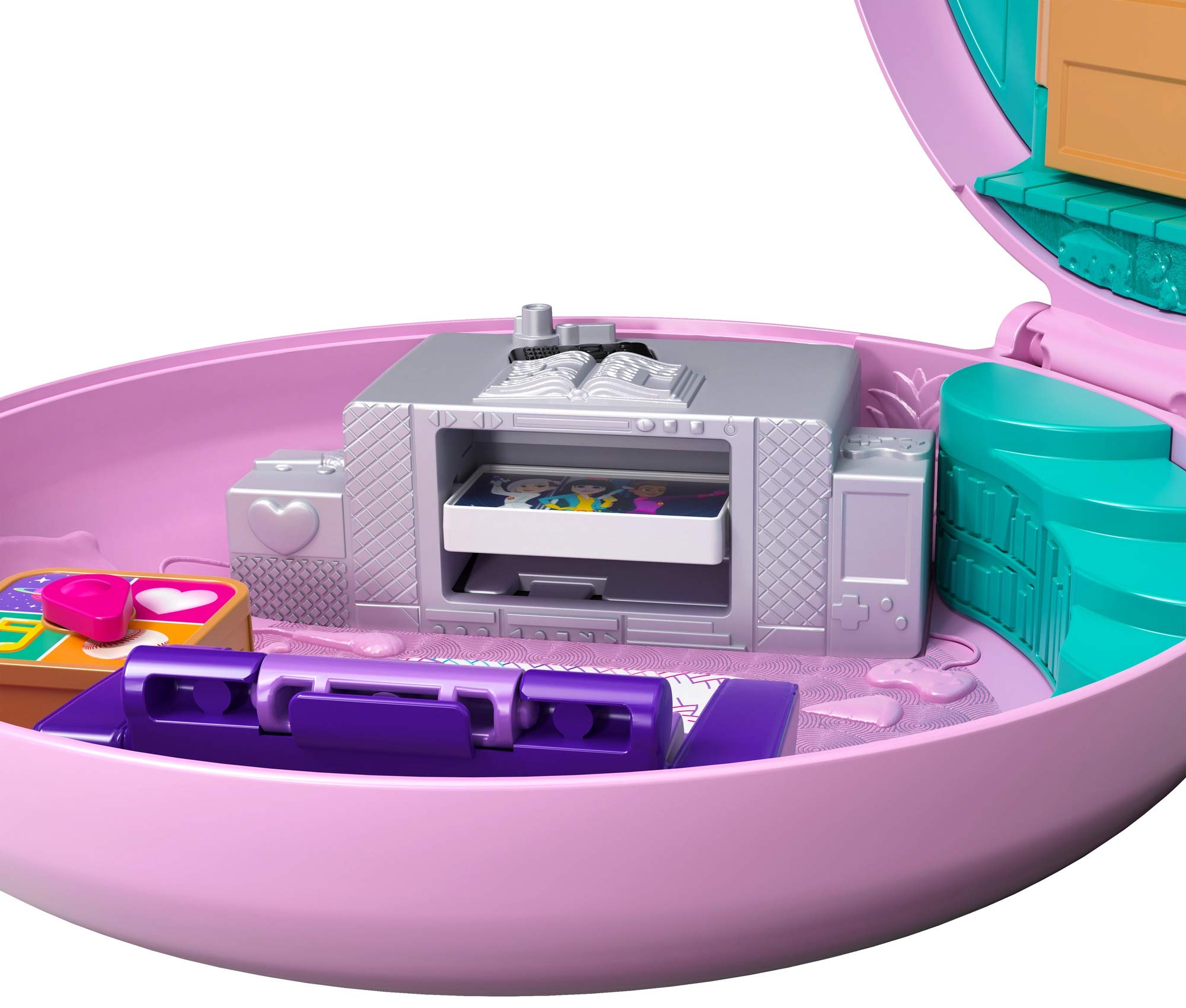 Polly Pocket Playset, Travel Toy with 2 Micro Dolls & Surprise Accessories, Pocket World Donut Pajama Party Compact, Food Toy