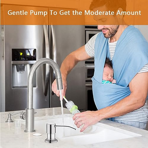 Sink Soap Dispenser, Kichen Sink Soap Dispenser, Good Suction Power, 47" Extension Tube kit, Under Sink Soap Dispenser Pump, No Need More Refills(Brushed Nickel)