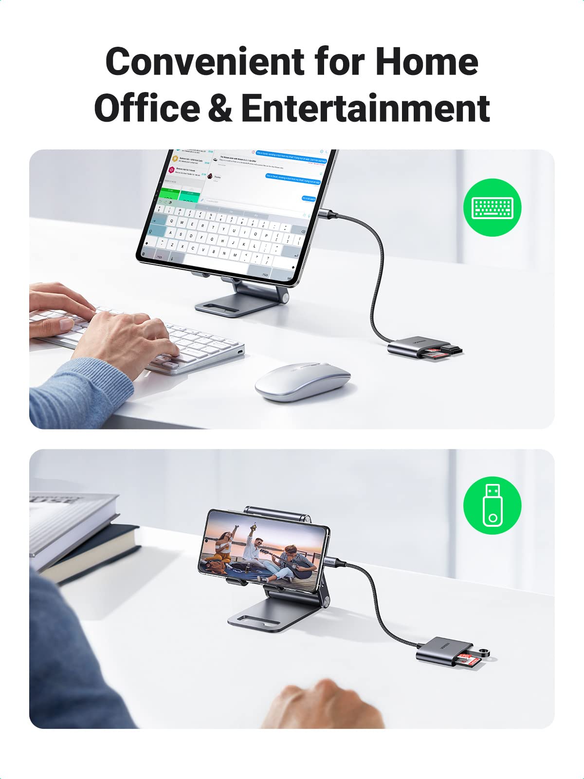 UGREEN USB C SD Card Reader 3 in 1 Type C Card Adapter Micro SD Memory Card Reader for TF SD SDXC SDHC MMC RS-MMC Micro SD SDXC SDHC Cards Compatible with Steam Deck, Hubs, MacBook Mini 2023/Pro