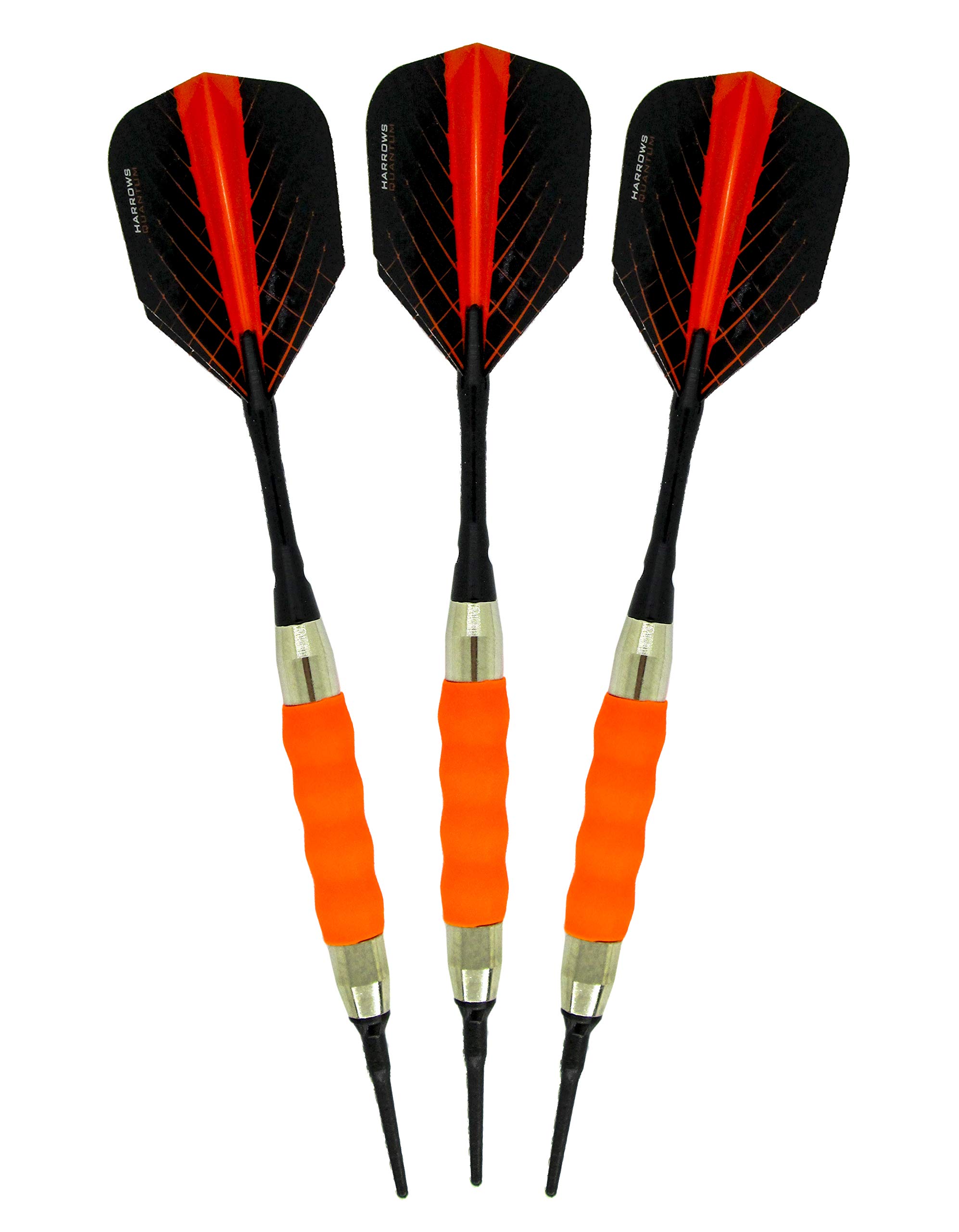 Sure Grip Viper Orange Soft Tip Darts with Dart Case & Accessories Choice of Flights 16 or 18 Grams Plus I Love Darts Bracelet (Harrows Quantum, 18g)