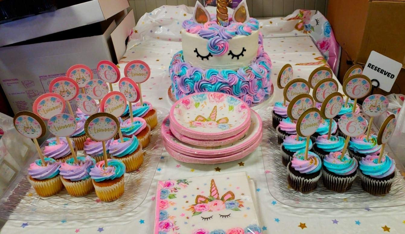 Rainbow Unico Party Supplies Set - Serves 25 - Including Unico Banner, Plates, Cups, Napkins, Straws and Tablecloths