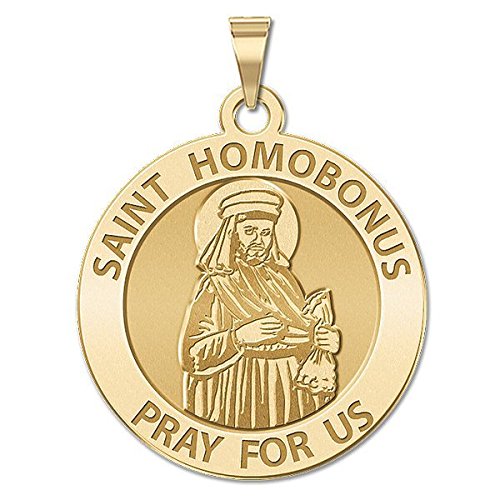 PicturesOnGold.com Saint Homobonus Religious Medal - 1 Inch Size of a Quarter -Sterling Silver