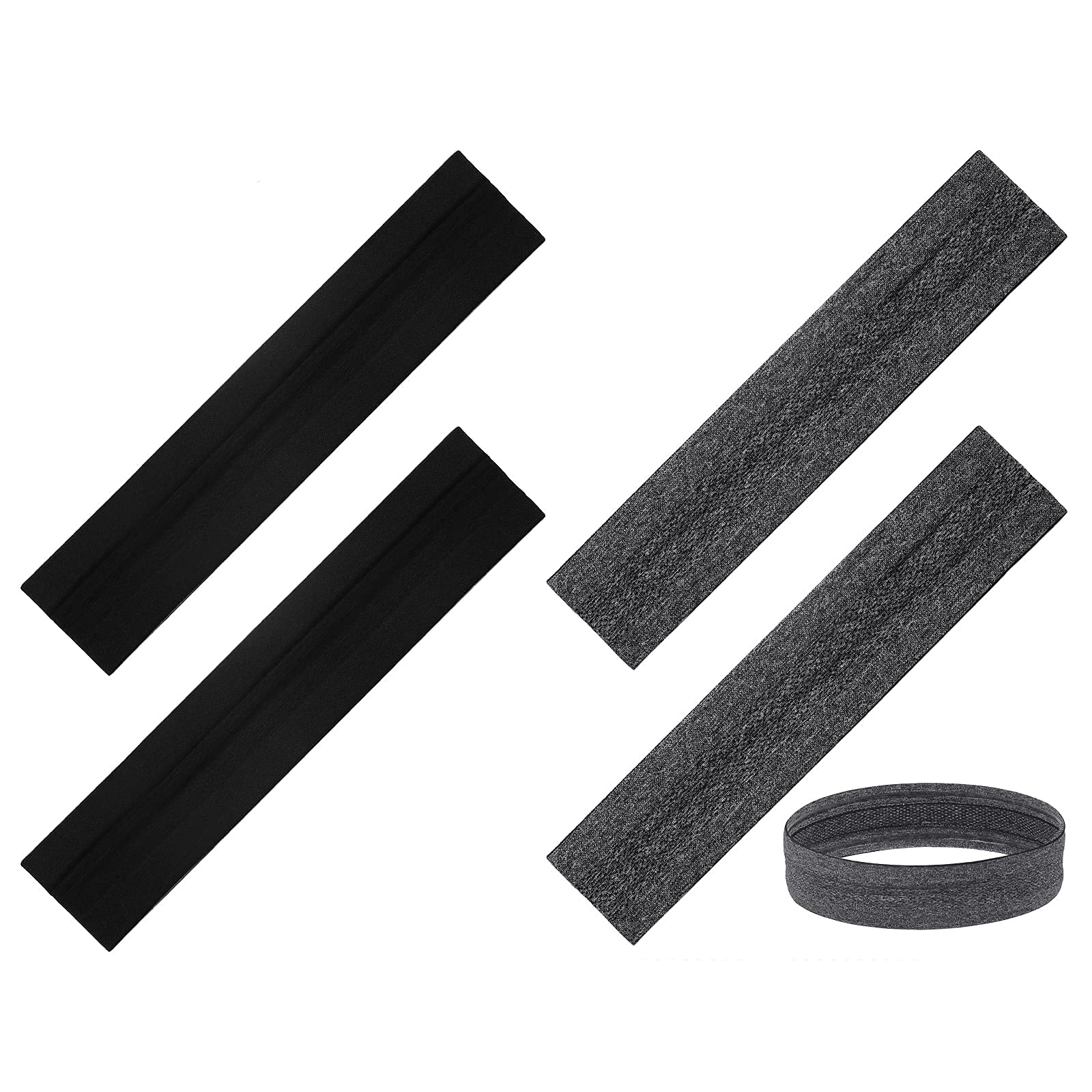 Vsiopy 4 Pack Running Headband for Men Non Slip Workout Sweatbands Adjustable Sports Headbands Moisture Wicking Workout Headbands