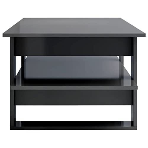 QJBSAVVA Coffee Table High Gloss Gray 43.3"x21.7"x16.5" Engineered Wood,Entrance Table Tray Tables Center Table Low Table Suitable for Meeting Rooms, Reception Rooms, Offices