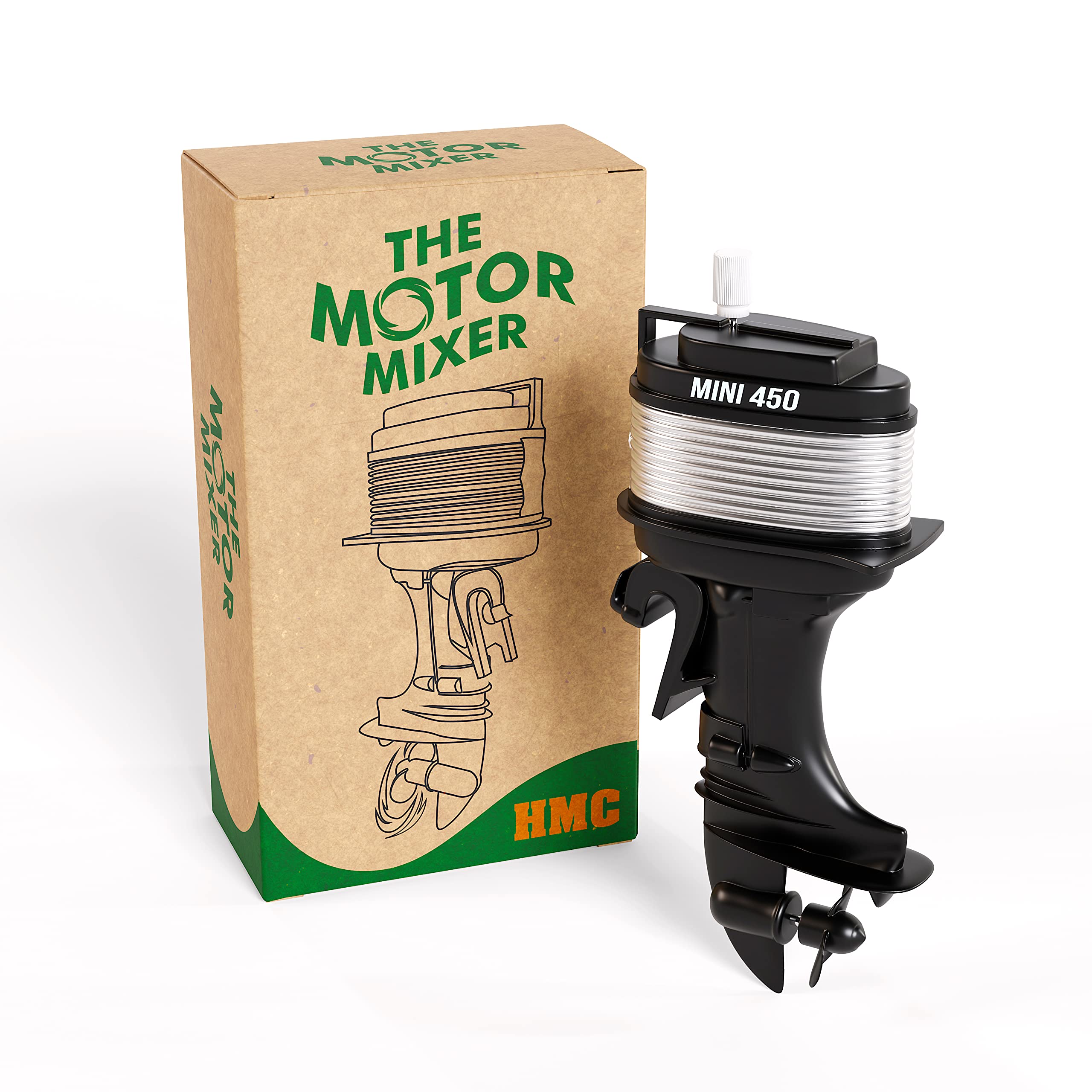 The Motor Mixer by HMC - Wind-Up Outboard Mini Boat Motor Coffee Mixer Novelty Beverage Stirrer for Cups, Mugs, & Glasses Unique Drink Mixing Gadget Toy Perfect Stocking Stuffer or Holiday Gift