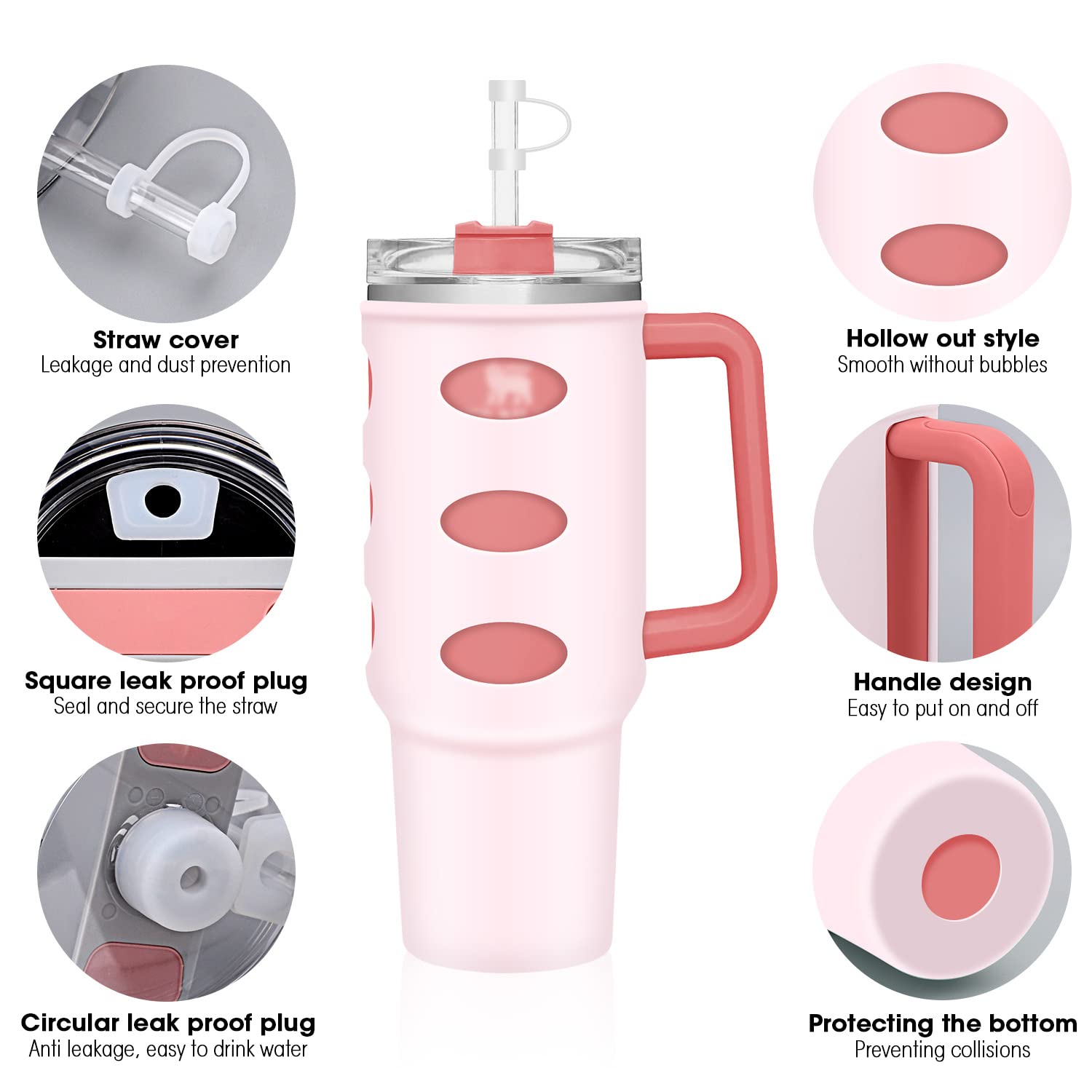 Silicone Boot for Stanley H2.0 30 oz Quencher,with Silicone Spill Proof Stopper Set Stanley Upgraded All Inclusive Silicone Boot Protects Against Dents Leakproof Stanley Cup Accessories-2pcs