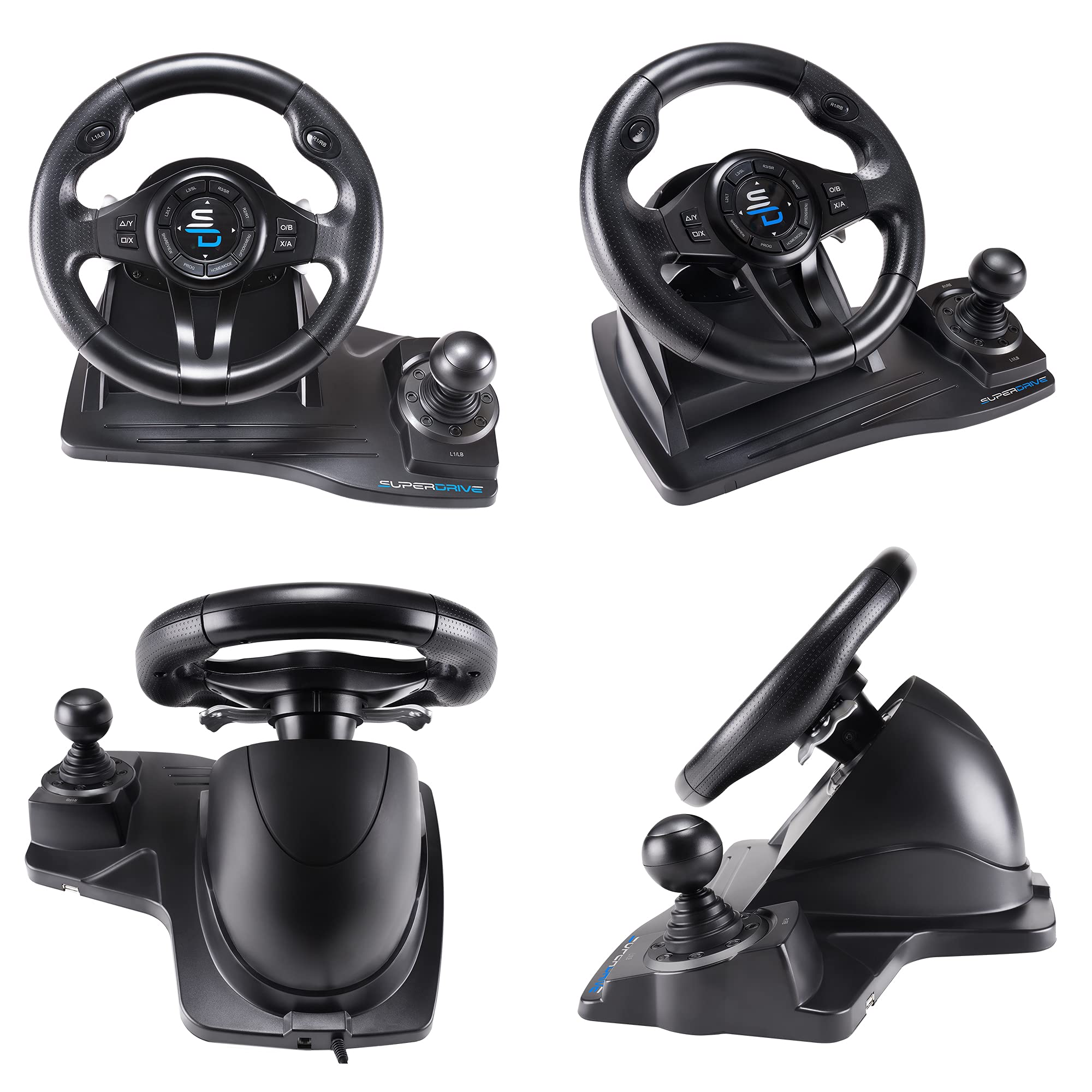Superdrive - GS550 steering racing wheel with pedals, paddles, shifter and vibration for Xbox Serie X/S, PS4, Xbox One, PC, PS3 (programmable for all games)