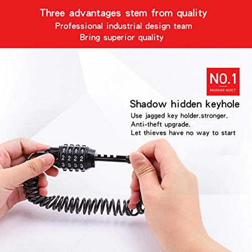 Zerlibeaful Cable Bicycle Lock Digit Bike Combination Security 4 for Resettable Lock Bike Accessories 24” Mountain Bike (Black, One Size)