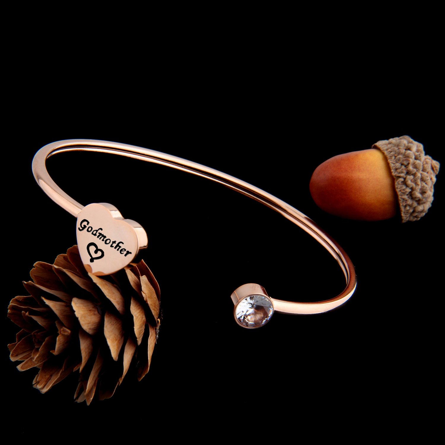 PLITI Godmother Bracelet Baptism Gift Religious Jewelry Mother's Day Gift For Godmother (Rose gold)