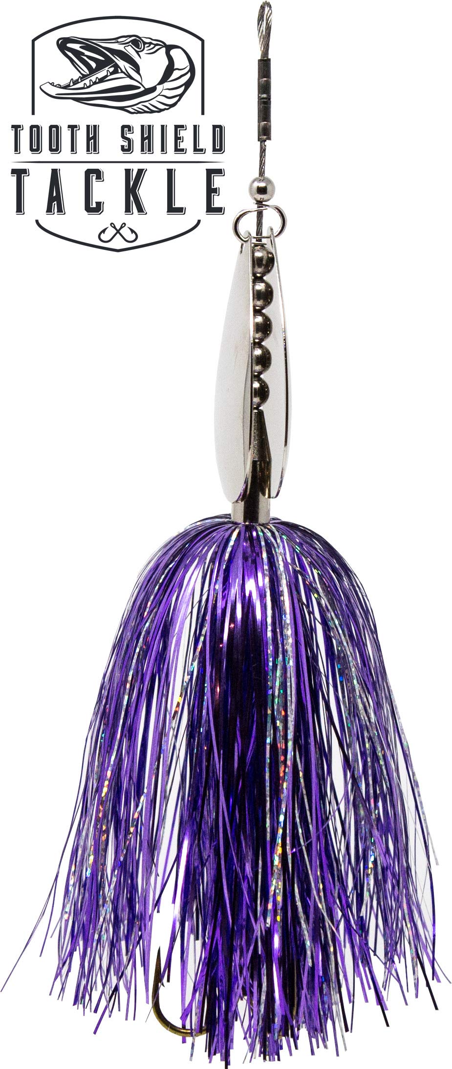 Tooth Shield Tackle [Get Bent Series] Musky Bucktail (Purple Cisco) Muskie Pike Double 9 Inline Spinner Musky Lures Baits Tackle