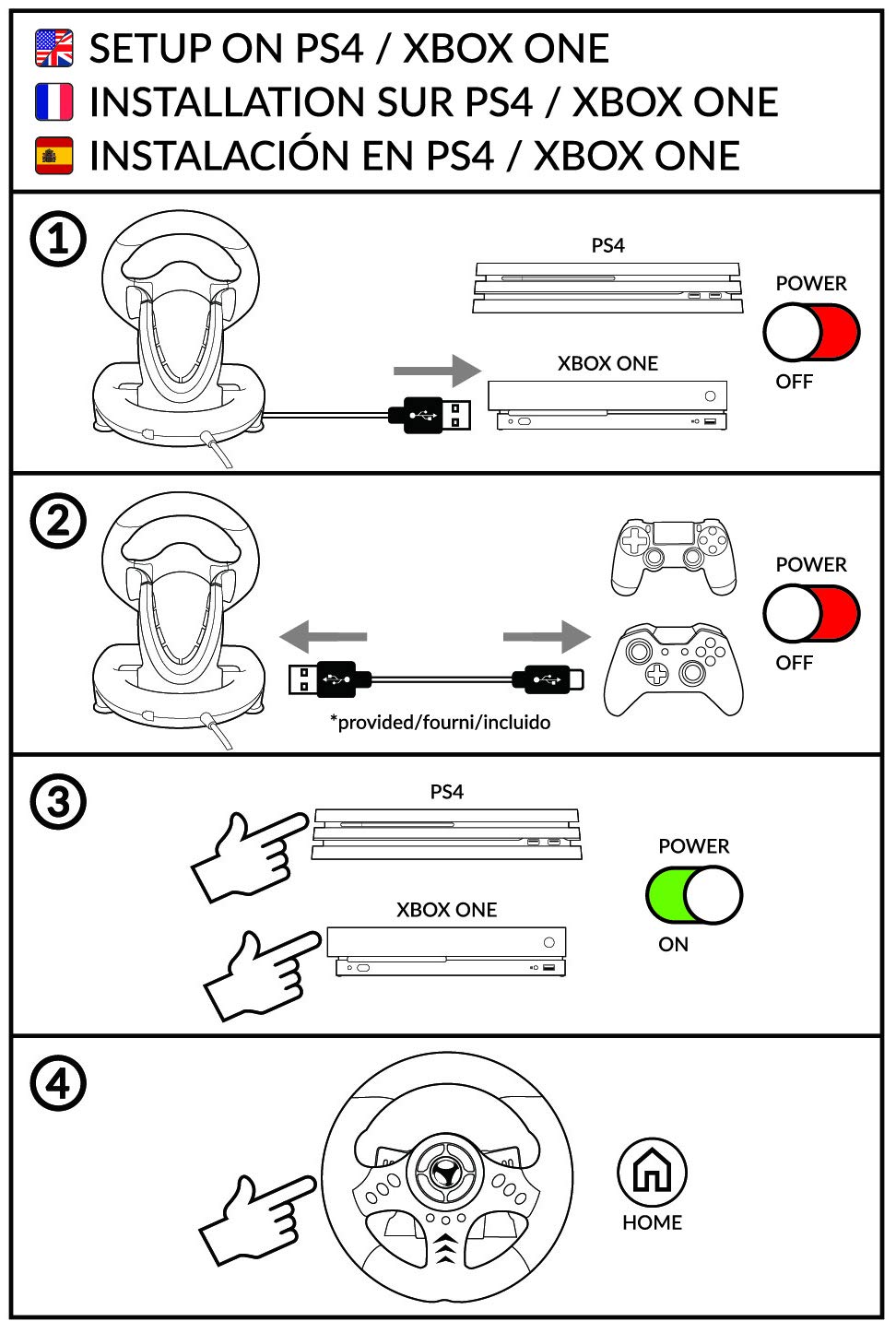 Superdrive - Racing steering wheel GS500 with gear lever, pedal and vibrations for PS4, Xbox One, PC, PS3