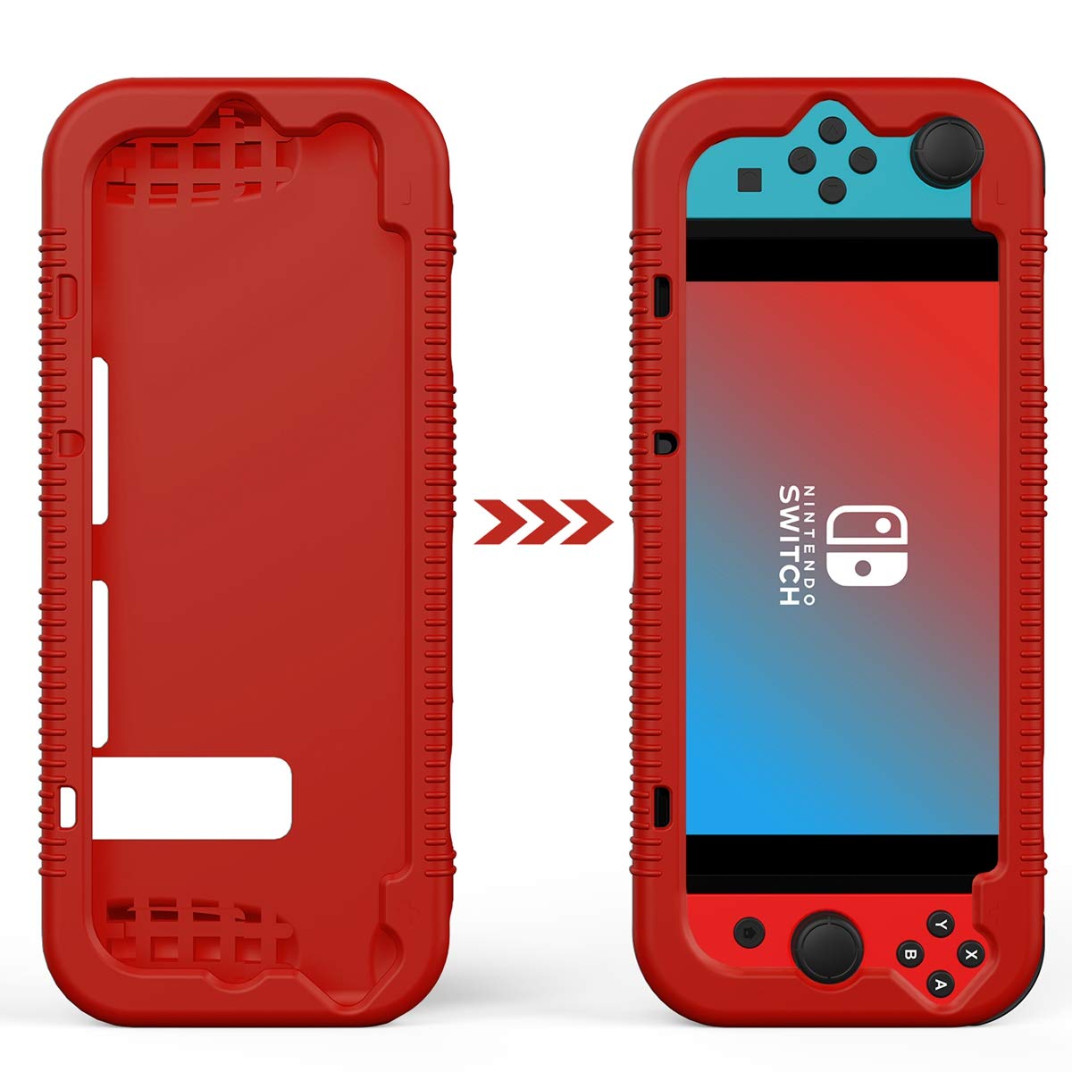 Semeving for Nintendo Switch Case,Soft Protective Case with Ergonomic Grip Design,Shock-Absorption&Anti-Scratch (Red)