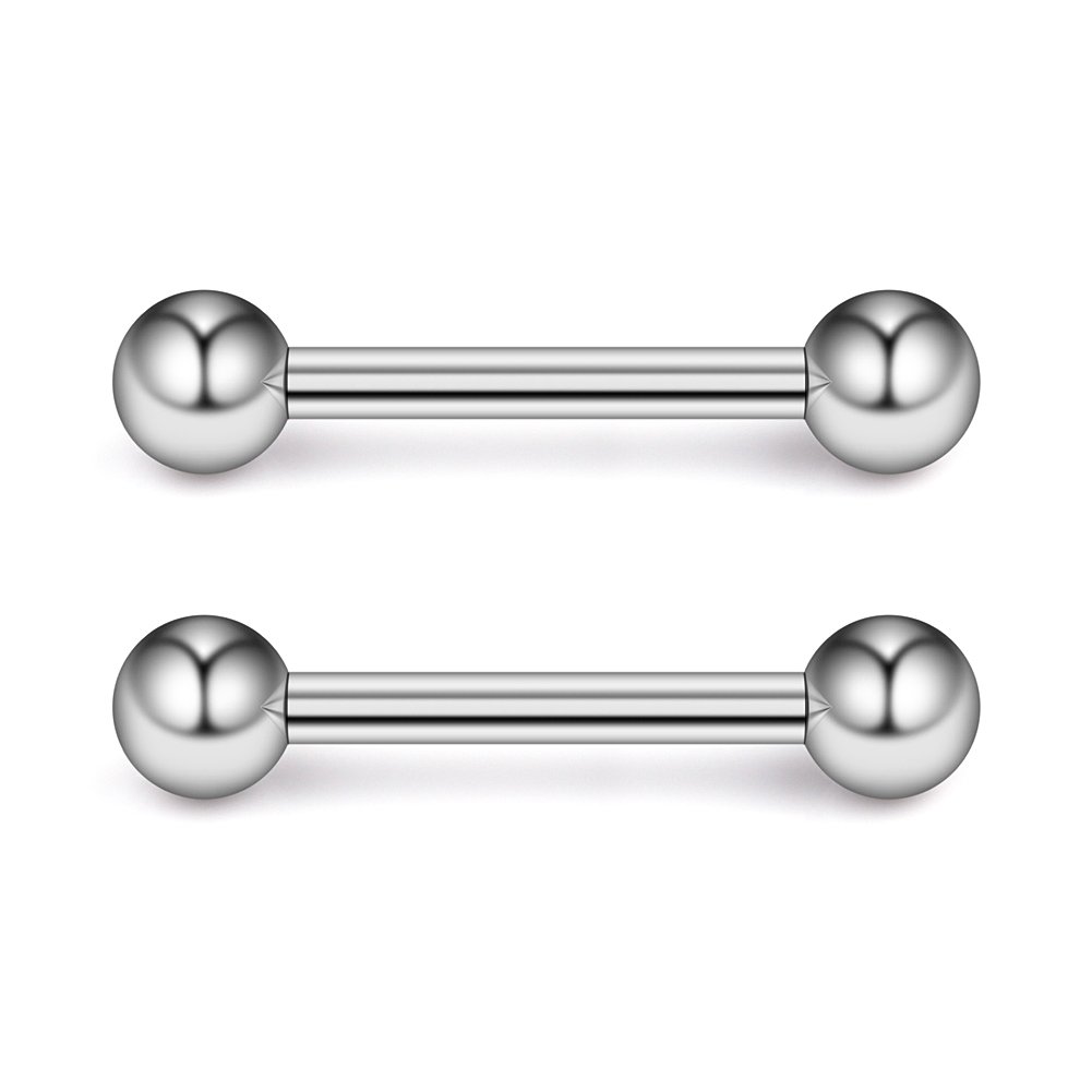 Ruifan Mix Color 316L Stainless Steel Nipple PA Tongue Shield Barbell Ring Bar Body Piercing Retainer 12G 16mm 12PCS