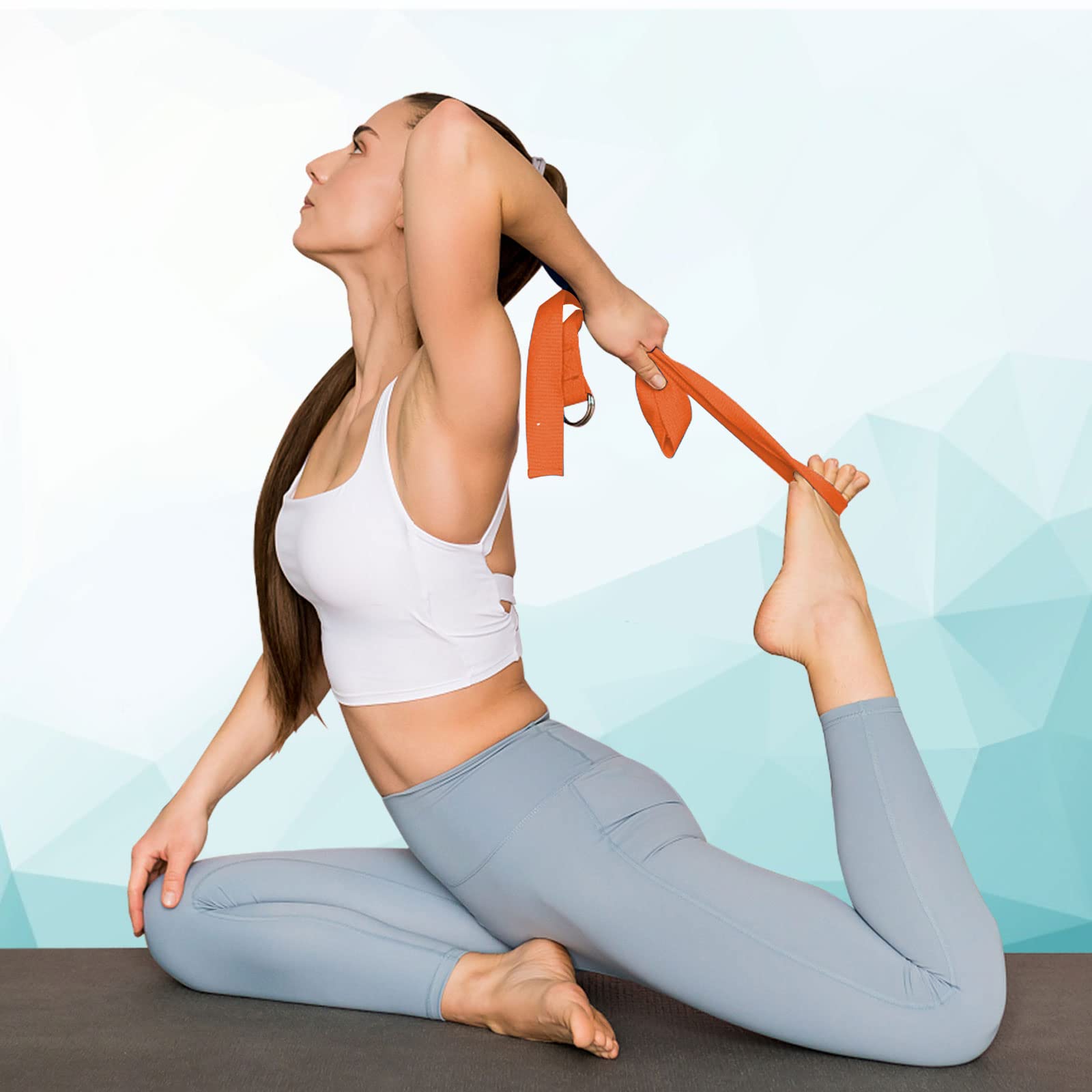Yoga Strap,Skoye 5-Pack Yoga Exercise Adjustable Straps 6Ft OR 8Ft with D-Ring Buckle, Non-Elastic Yoga Straps for Pilates,Physical Therapy,Improves Sitting Posture for Women & Men (1.5" X 8FT)