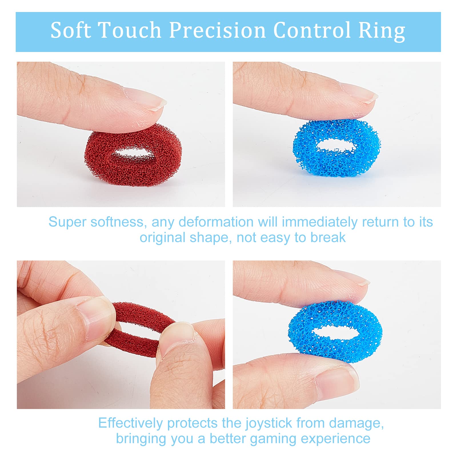 SUPERFINDINGS 32Pcs 4 Colors Control Ring 20mm Flat Round Precision Rings Aim Assist Precision Target Rings Joystick Sponge Ring Compatible with PS4 PS5 Xbox One and Switch