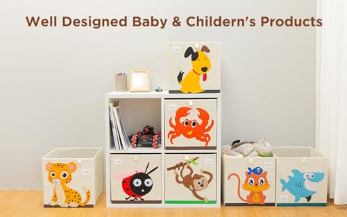 Vmotor Foldable Animal Canvas Storage Toy Box/Bin/Cube/Chest/Basket/Organizer For Kids, 13 inch(Fox)