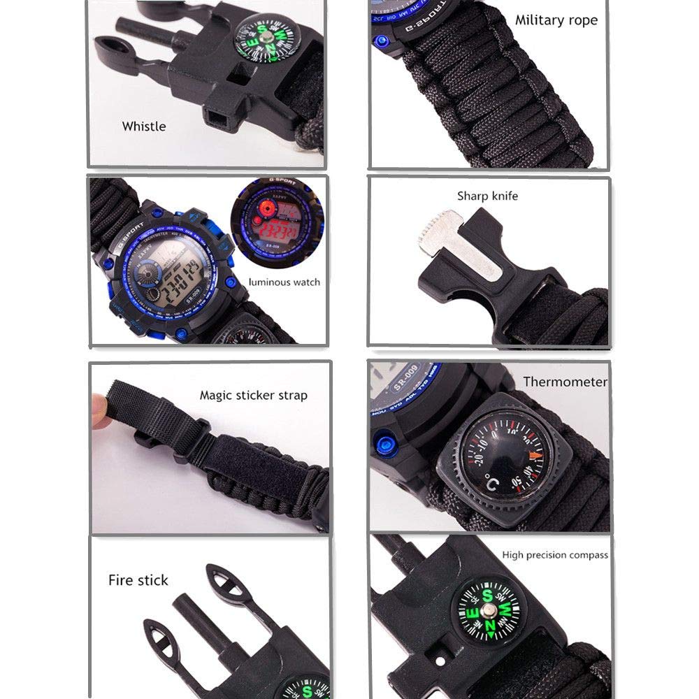 Suui 50 M Waterproof Tactical Watch£¬7 in 1 Multifunctional Outdoor Watch Gear