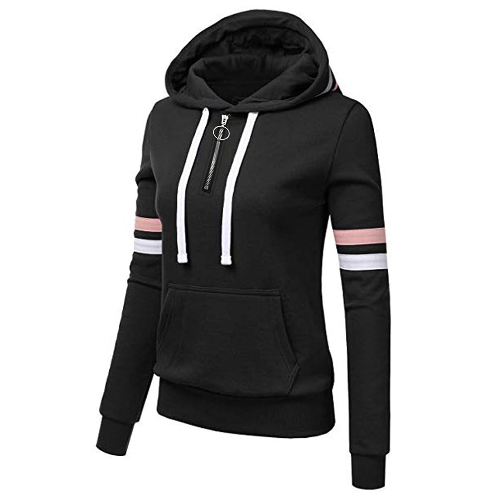 Wirziis Womens Plus Size Hoodies Sweater, Long Sleeve Drawstring Sweatshirt Ladies Comfy Stripe Trendy Pocket Pullover Tops
