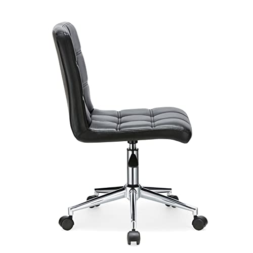 Porthos Home Finch Task Chair with Adjustable Height and 360̊ Swivel in Tufted Upholstery (Armless Design Suitable for Home Studios and Small Offices), One Size, Pink
