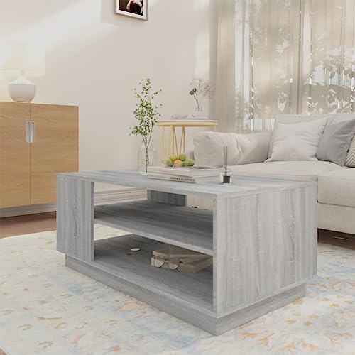 QJBSAVVA Coffee Table Gray Sonoma 40.2"x21.7"x16.9" Engineered Wood,Floor Standing Table Table for Living Room Cocktail Table Suitable for Meeting Rooms, Reception Rooms, Offices