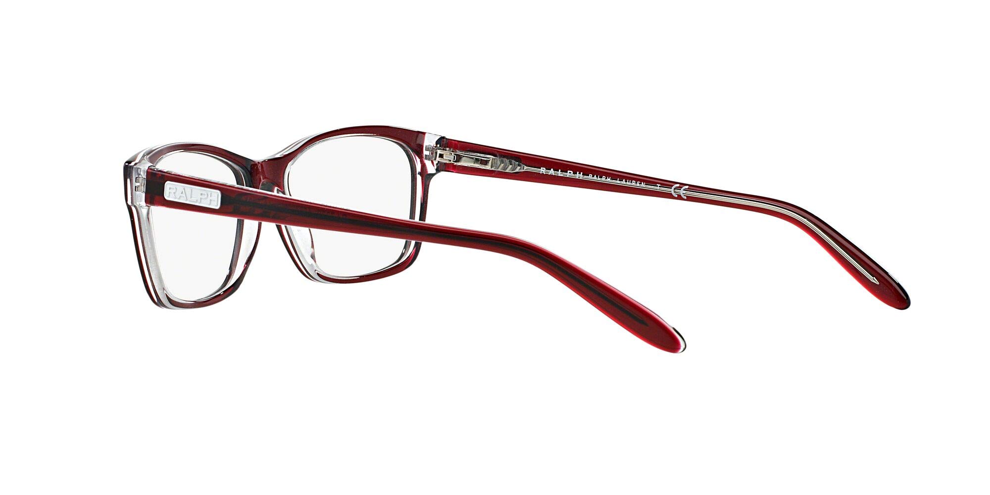 Ralph by Ralph Lauren Women's RA7039 Square Prescription Eyewear Frames, Shiny Transparent Red/Demo Lens, 51 mm