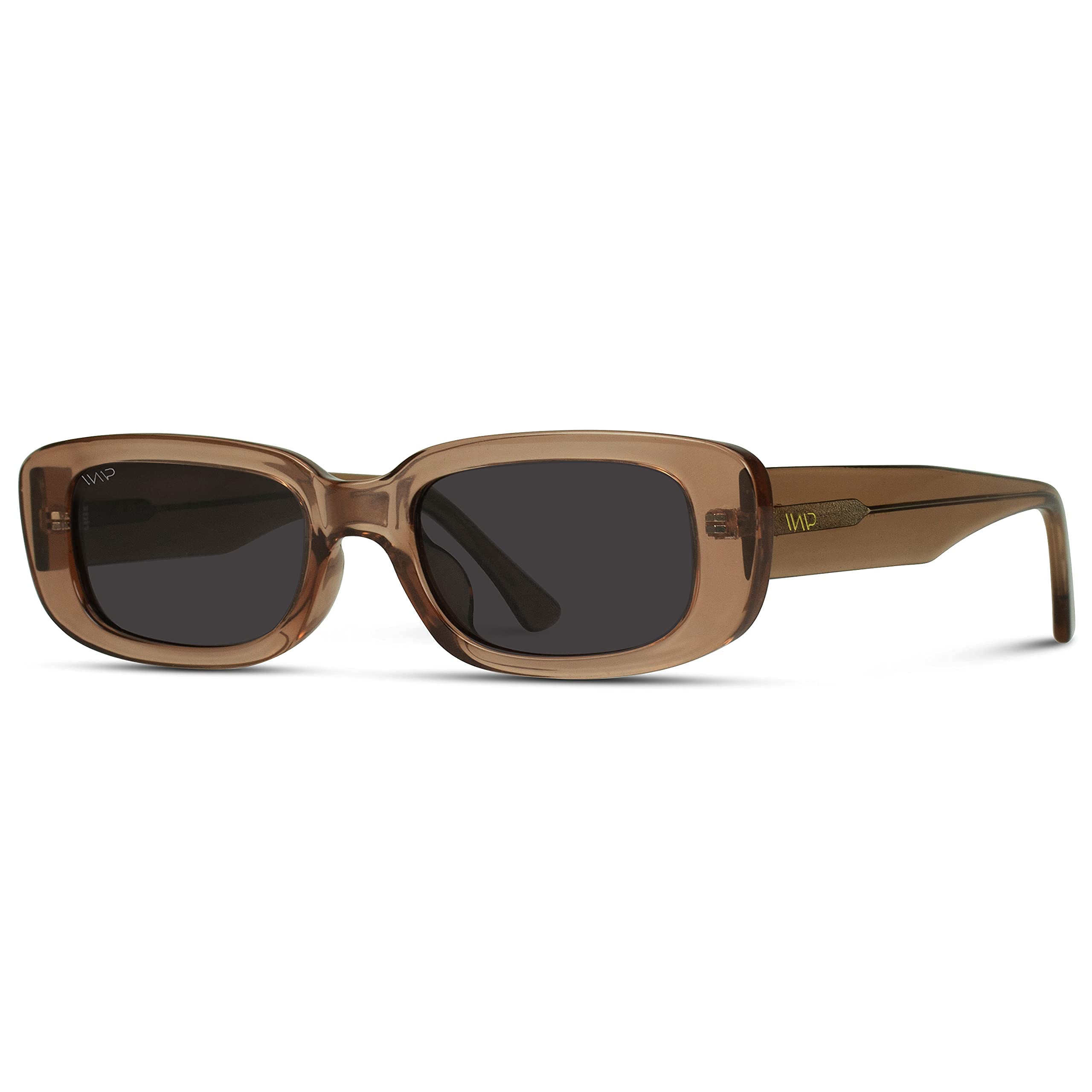 WearMe Pro - Trendy Polarized Rectangular Sunglasses (Crystal Brown Frame/Warm Grey Lens)