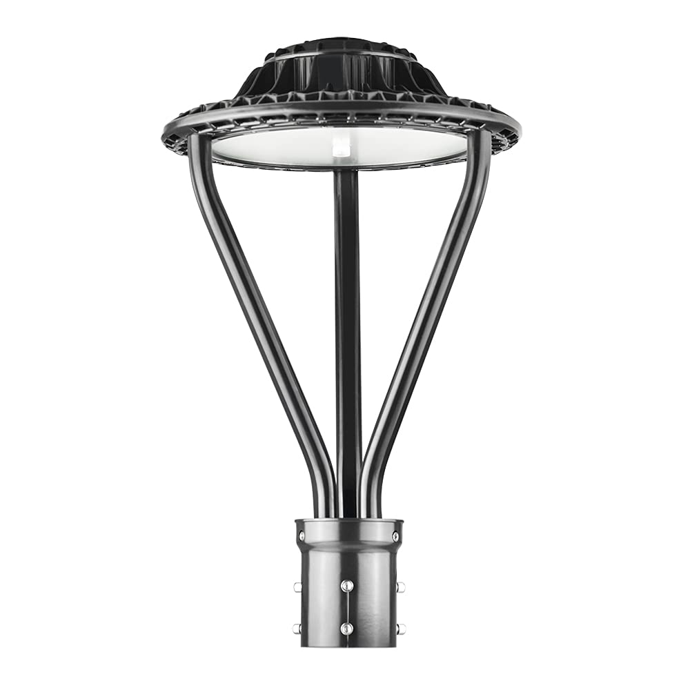 Okayledlight Led Post Top Pole Lights LED Circular Area Light 75W(300W Equiv.), 5000K Daylight Garden Pole Lights 11,200Lm, Outdoor Lamp Top Pathway Pole Light Fixture IP68 for Street Yard Light