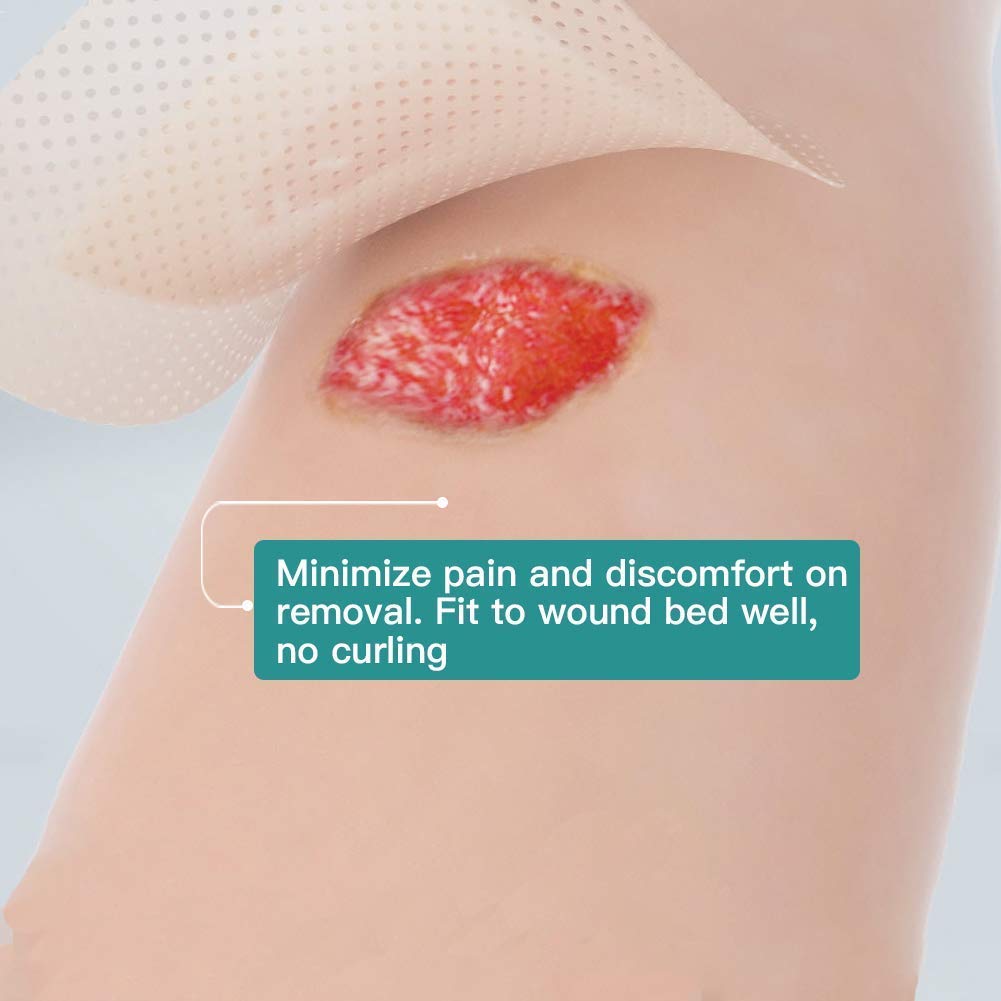 Silicone Foam Dressing with Border Adhesive 6"x6" 5 Pack + Ag Silver Calcium Alginate Wound Dressing 5 Pack