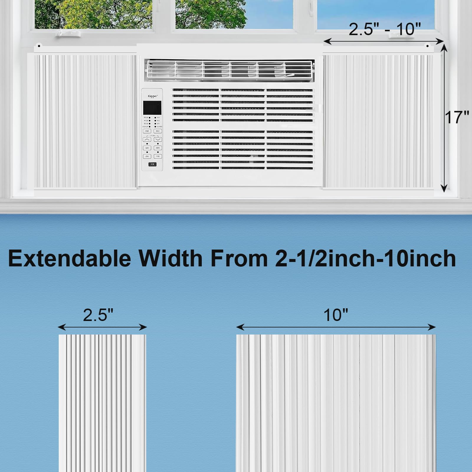 Window Air Conditioner Side Panels, Window Ac Side Panels, Fits Up to 17" H x 10" W, Window Air Conditioner Installation Kit, Pack of 2, White