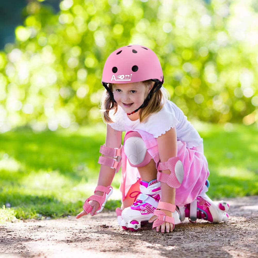 SANSIRP Kid's Protective Gear Set for Ages 3-8, Adjustable Helmet with Knee Pads Elbow Pads Wrist Guards for Skateboard, Scooter