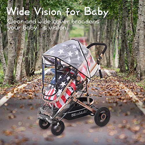 Stroller rain Cover and Mosquito Net, Siravic Clear EVA Stroller Weather Shields Universal Breathable stoller Cover and Bug Net for Outdoor Travel Protection from Mosquito, Snow, Wind, Dust and Sun