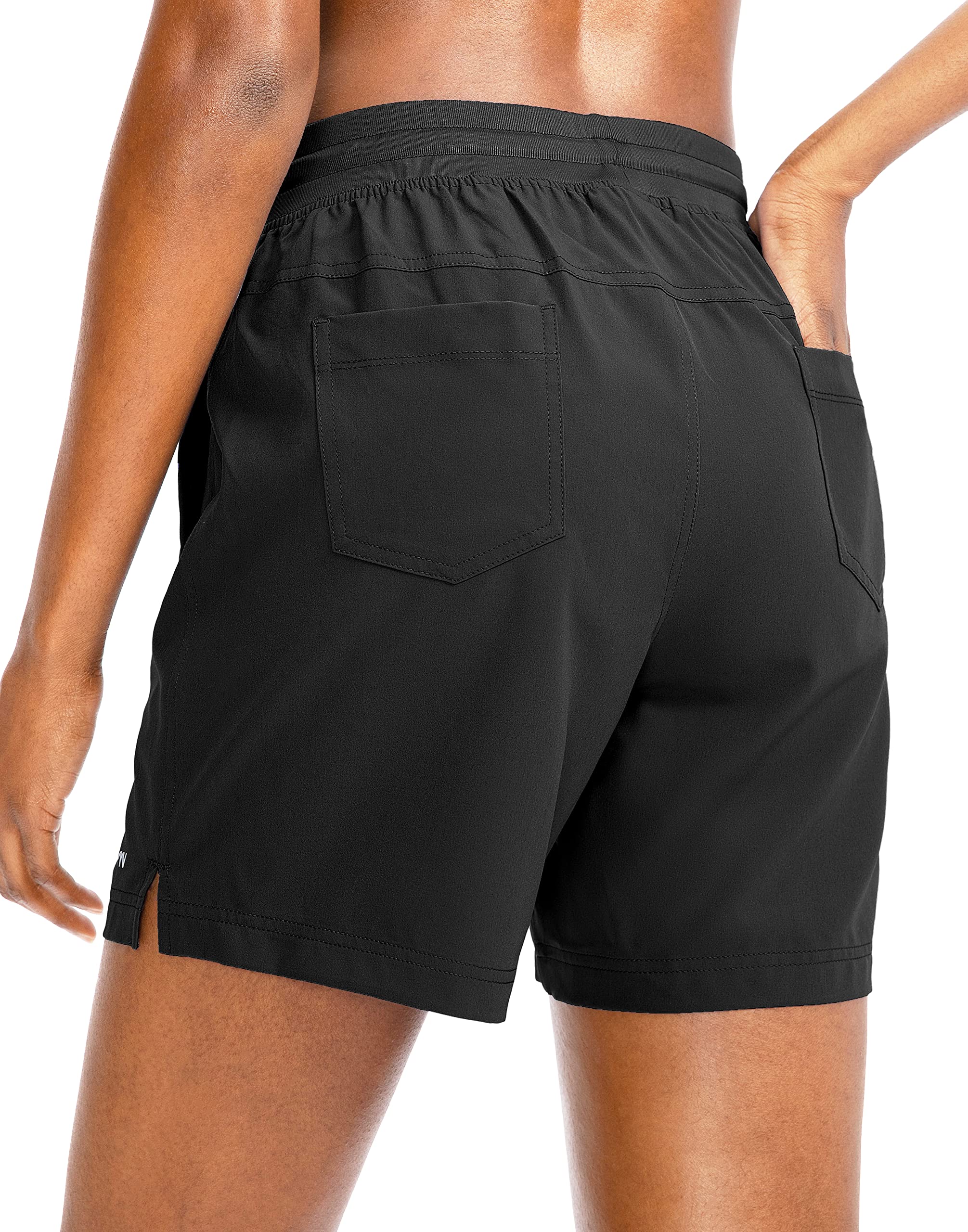 YYV Women's 5" Hiking Golf Shorts Quick Dry Athletic Shorts for Summer Outdoor Casual with Pockets(Black XX-Large)