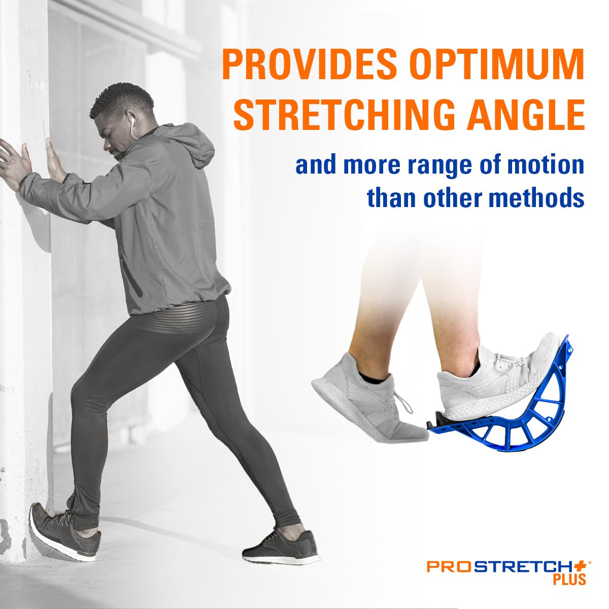 ProStretch Plus Customizable/Adjustable Calf Stretcher and Foot Rocker for Plantar Fasciitis, Achilles Tendonitis and Tight Calves, Made in USA
