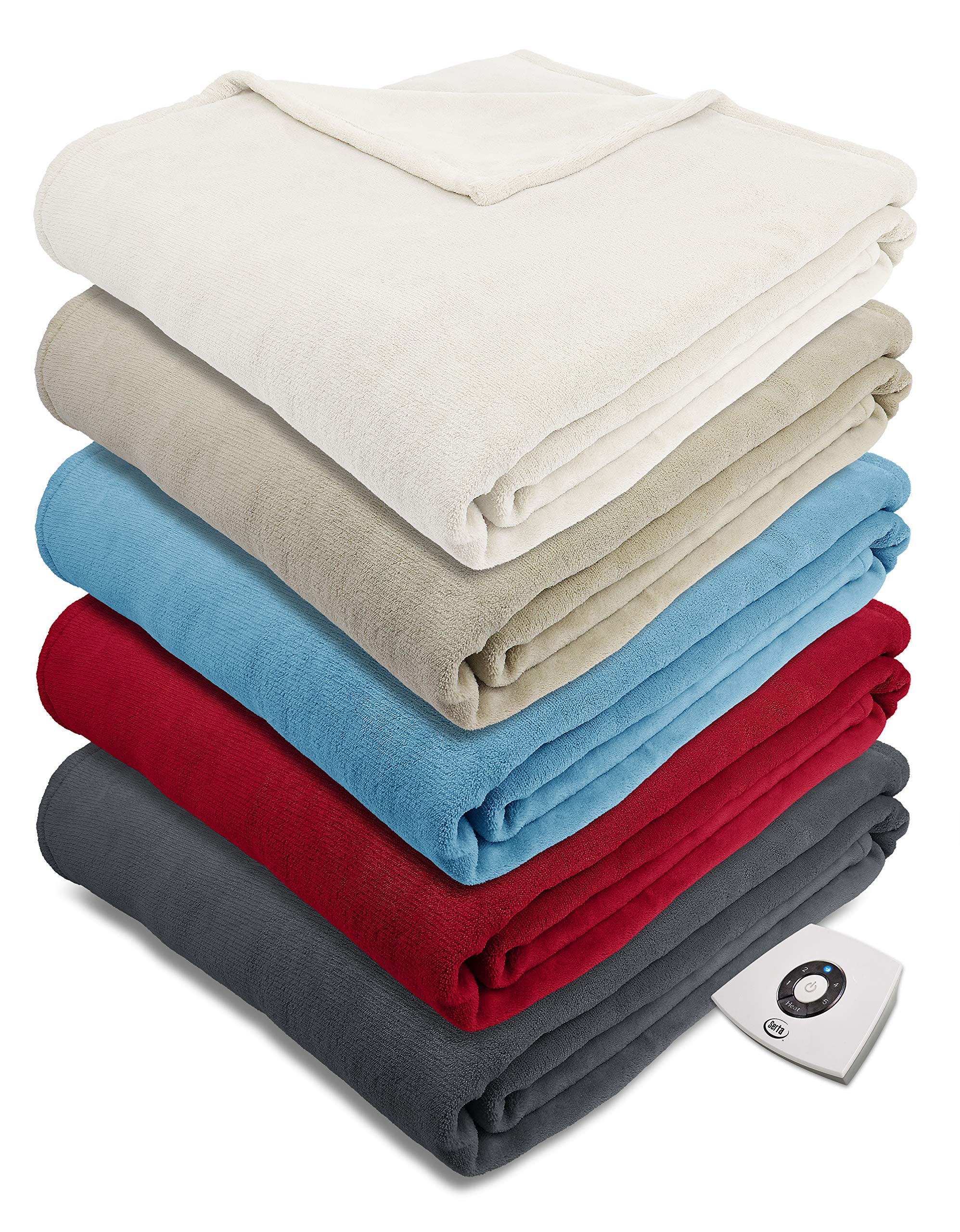 Serta | Super Soft Microplush Electric Warming Blanket with 5 Heat Settings, Auto-Shut Off & Overheat Protection, Queen, Sand